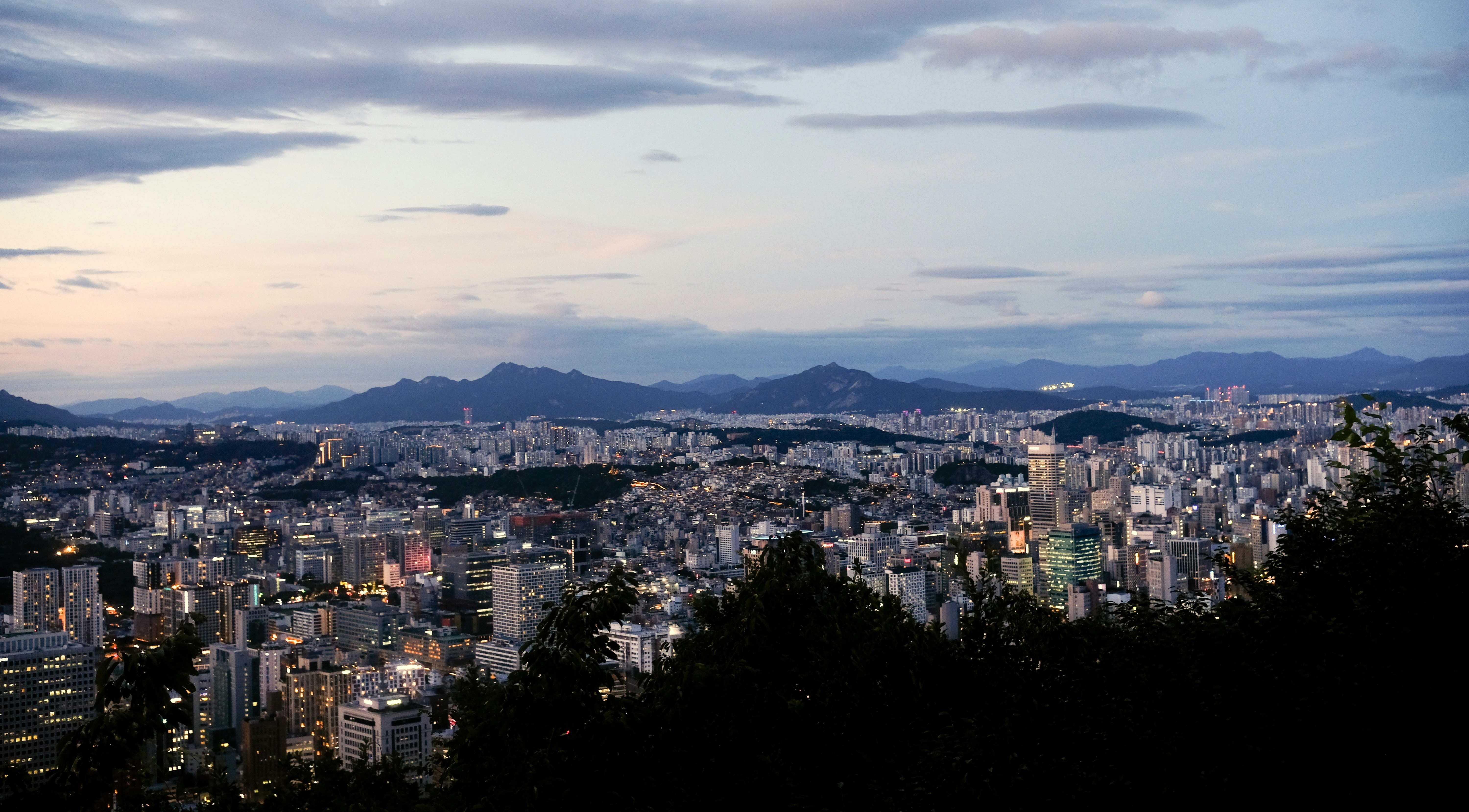 Dusk Over a Contoured Cityscape