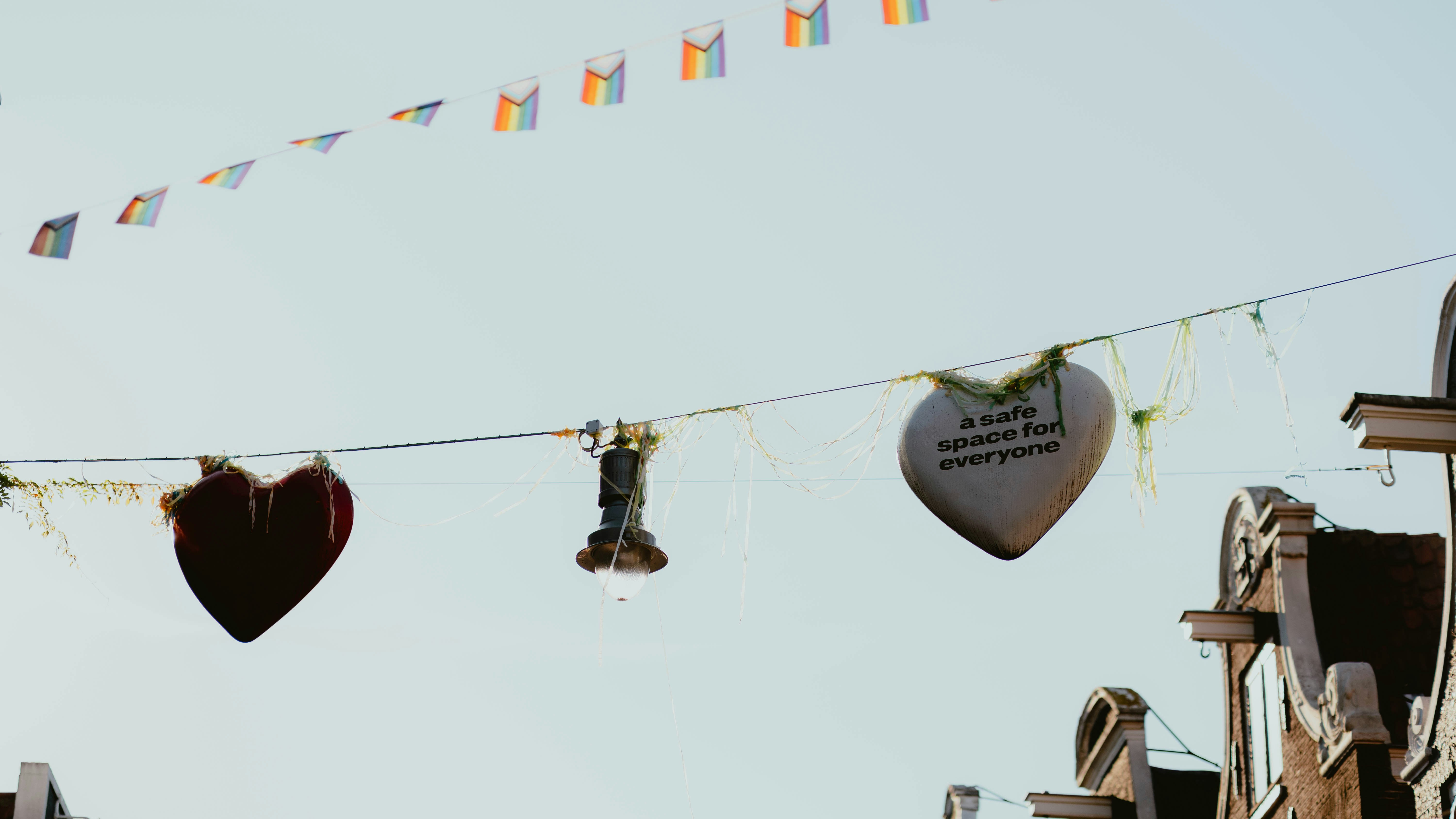 Floating Flags and Heart on a Sunny Skyline