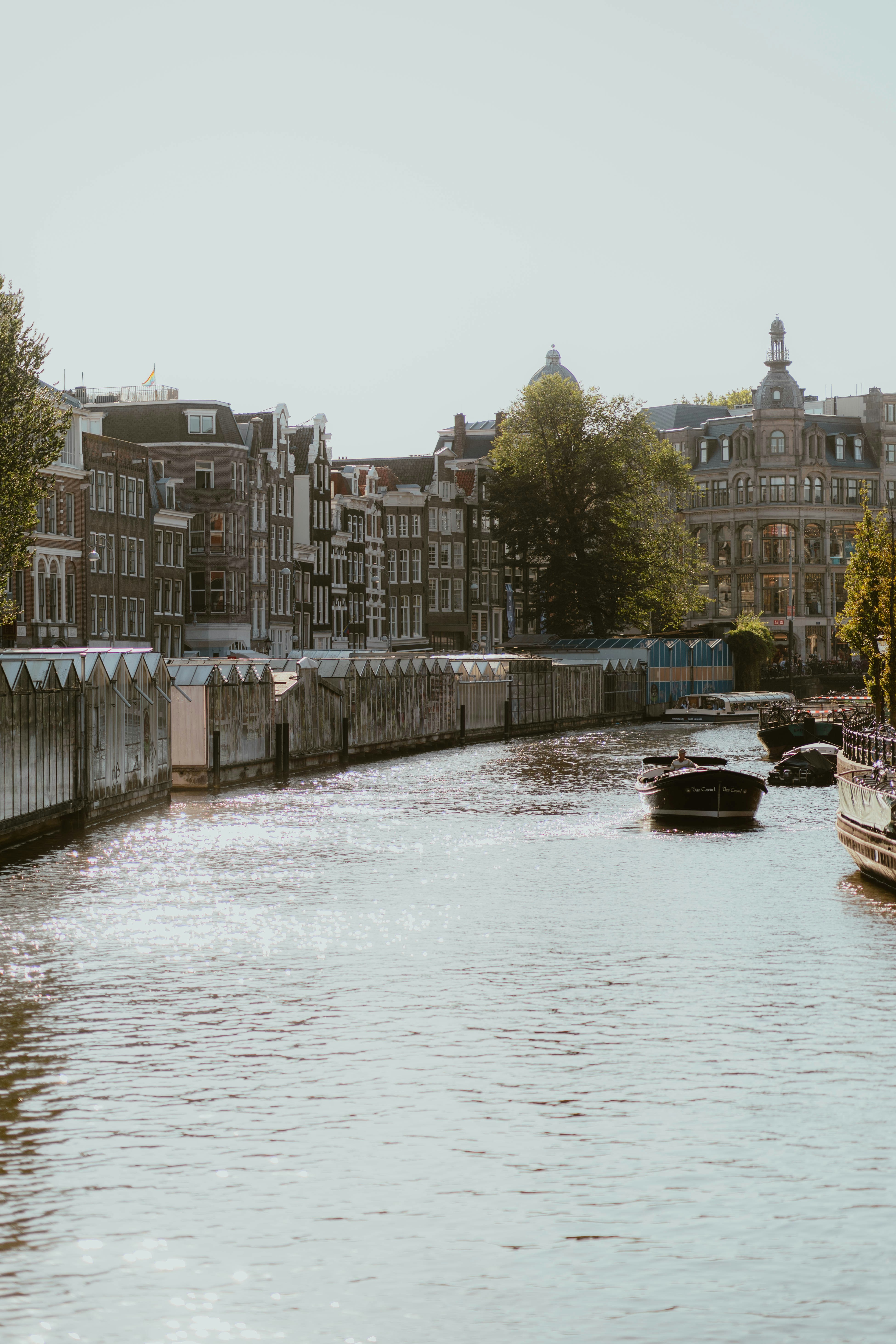 Canal in Amsterdam: Light on the Gables and Gold-tinted Water