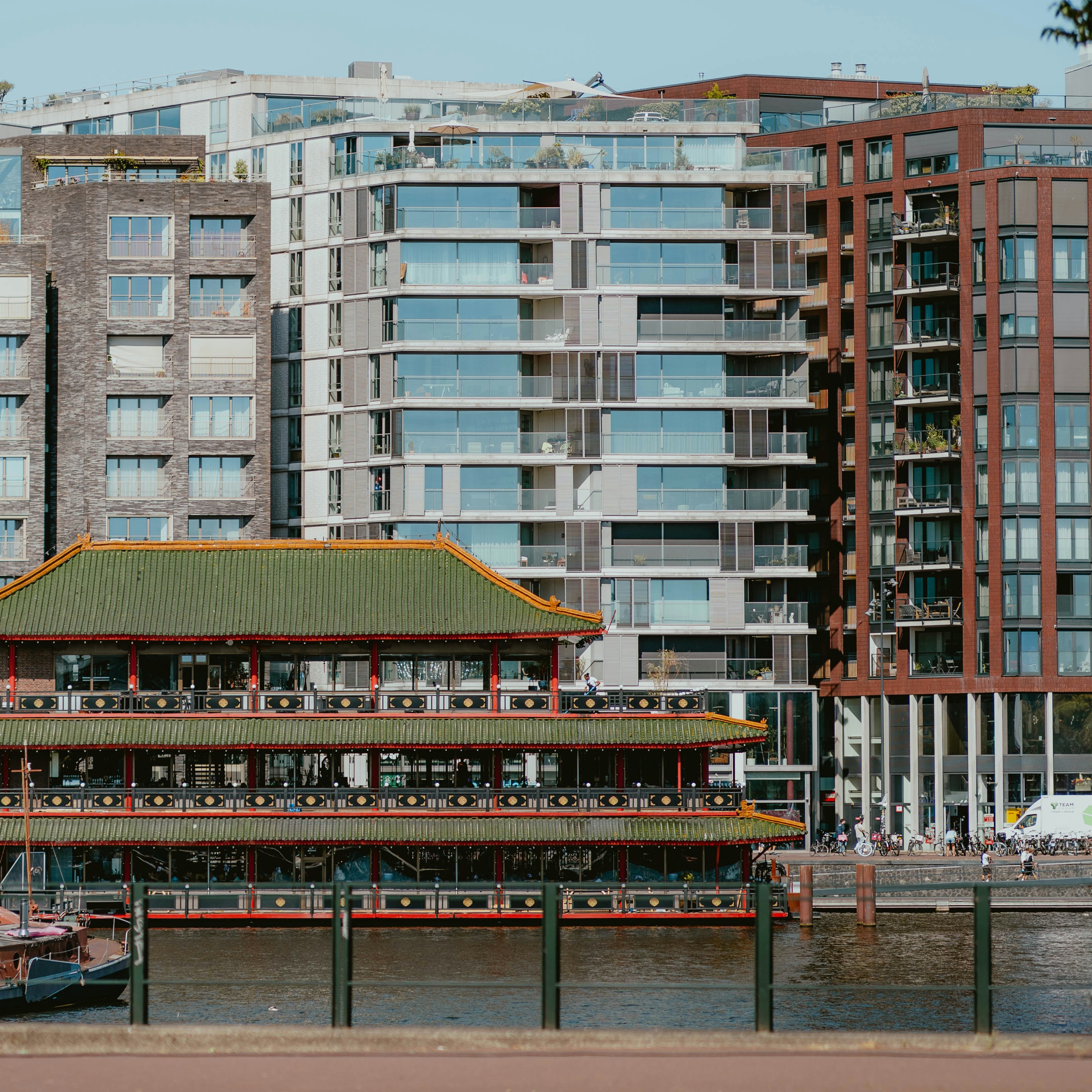 Harbor Pavilion Against a City Silhouette