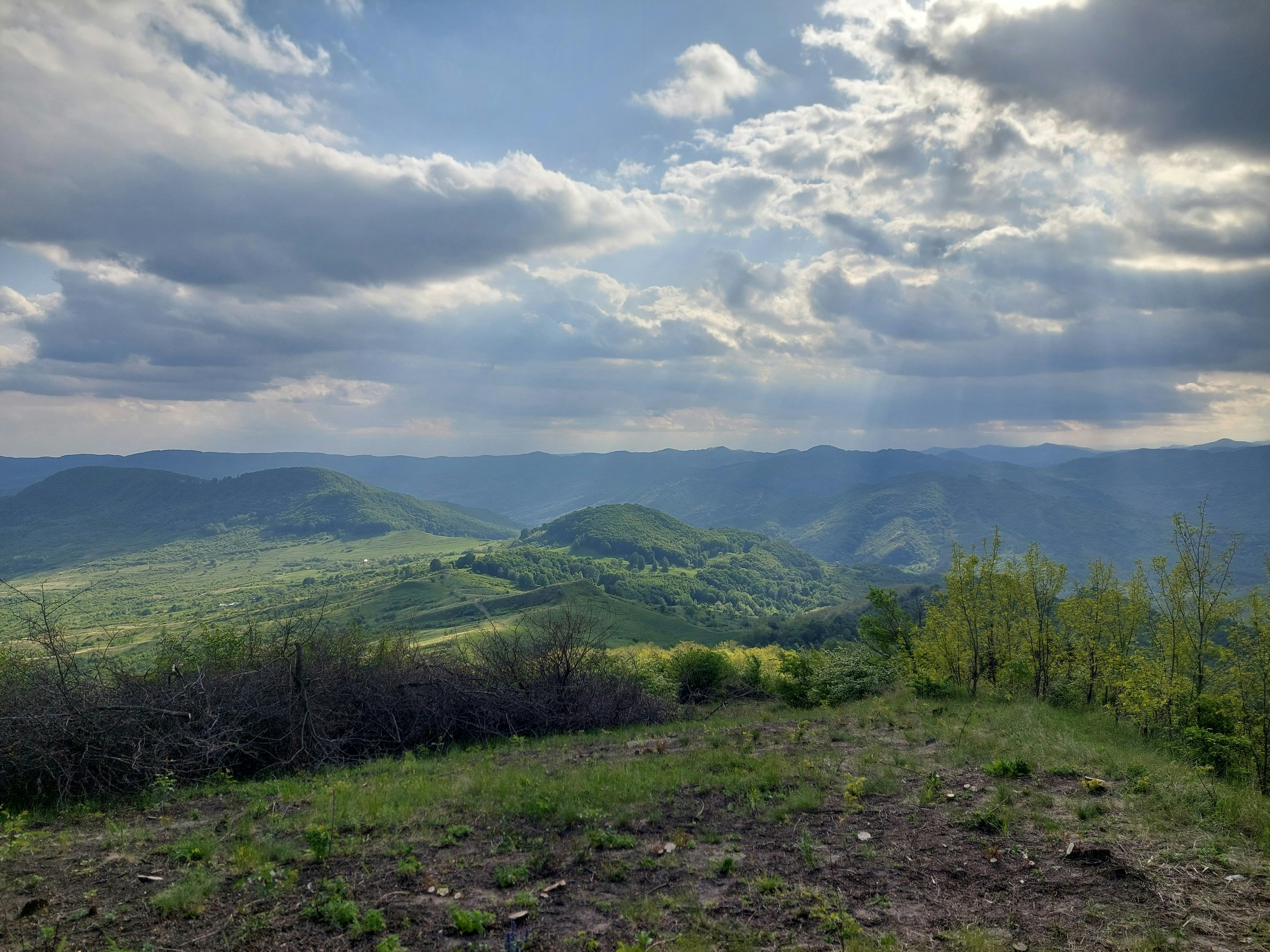 Valley Overlook: Rolling Hills Beneath a Sky of Pensive Clouds