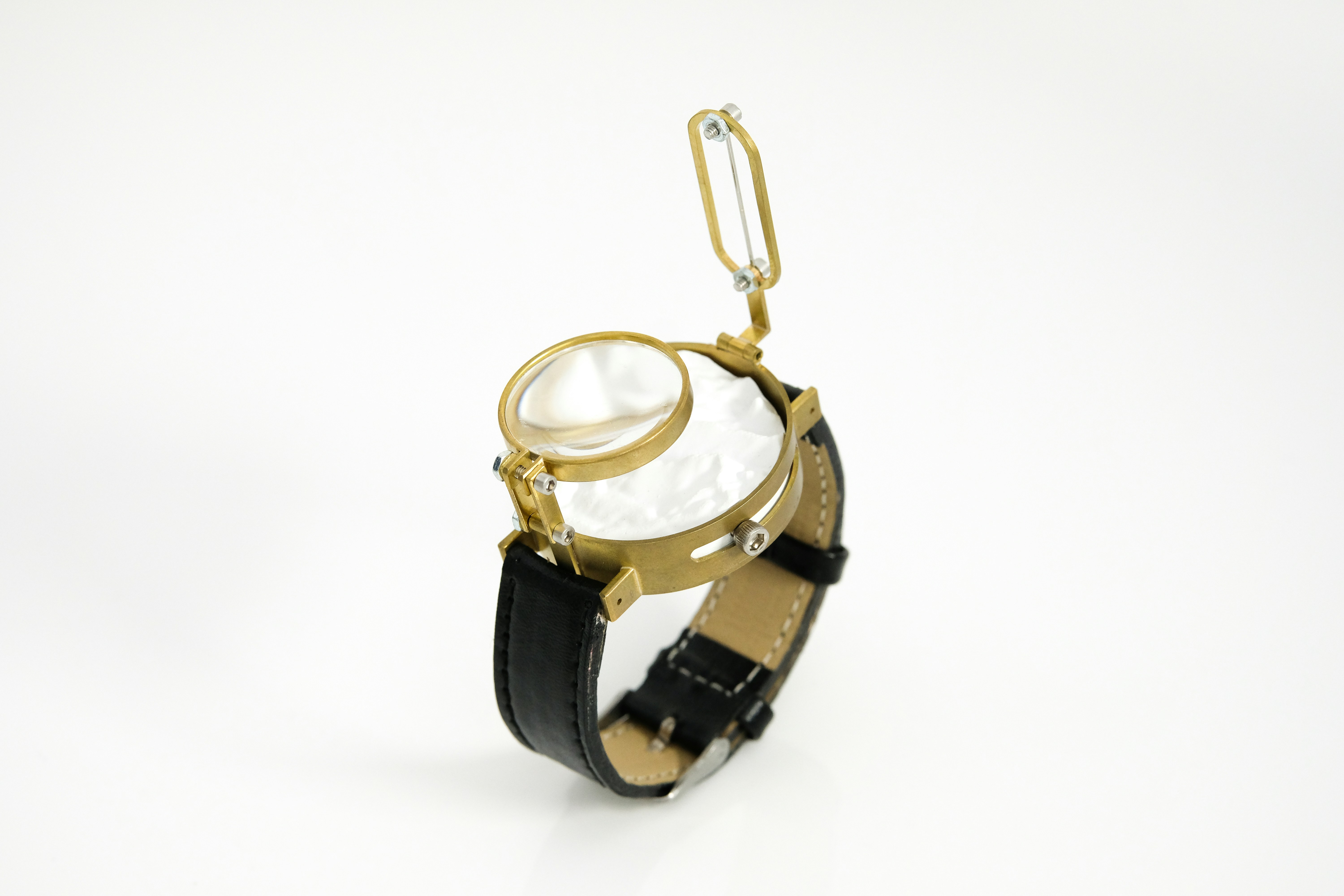 Floating Gold: Minimalist Pocketwatch on White Stage