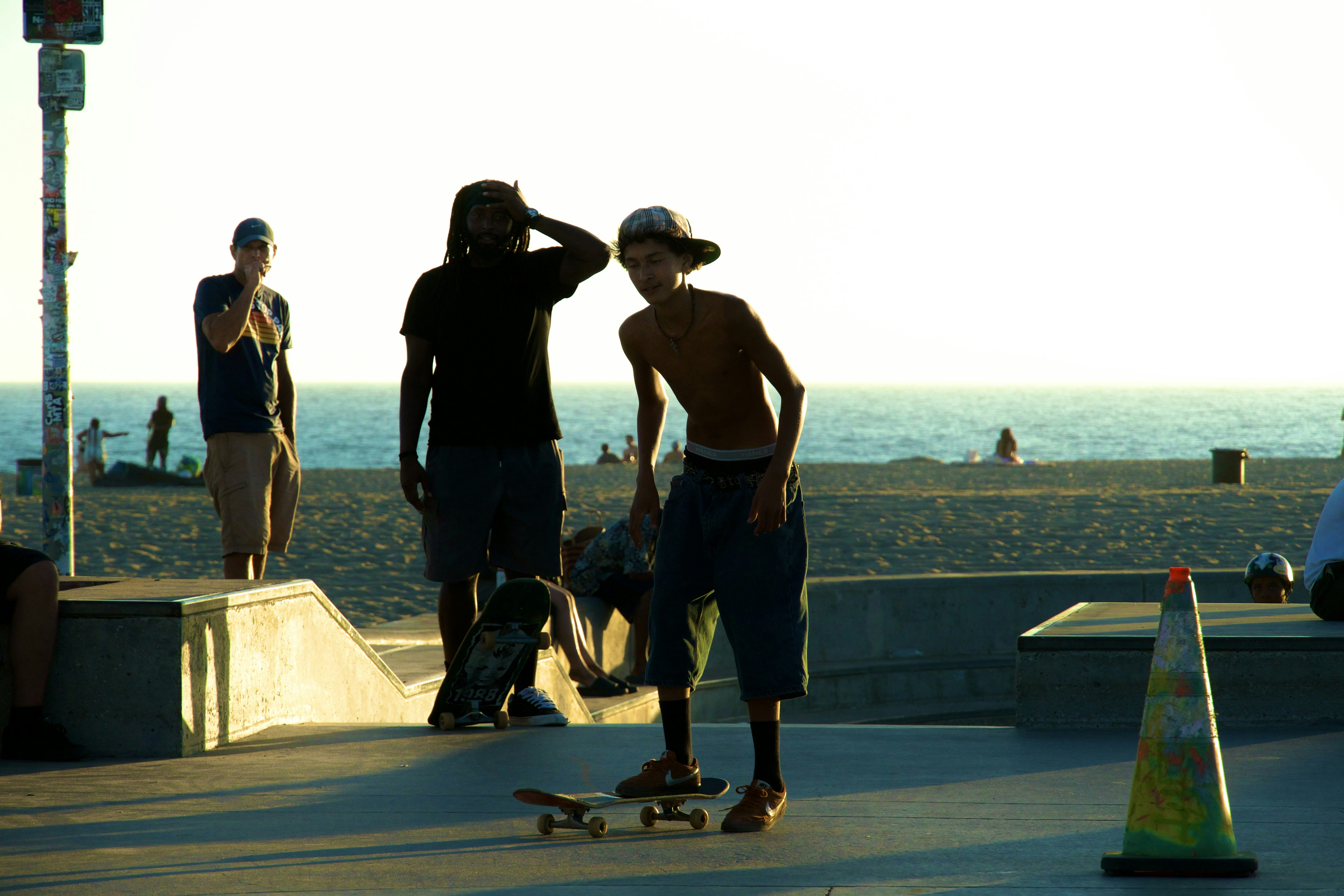 Skateboarder in the Golden Hour at the Seaside Skate Park