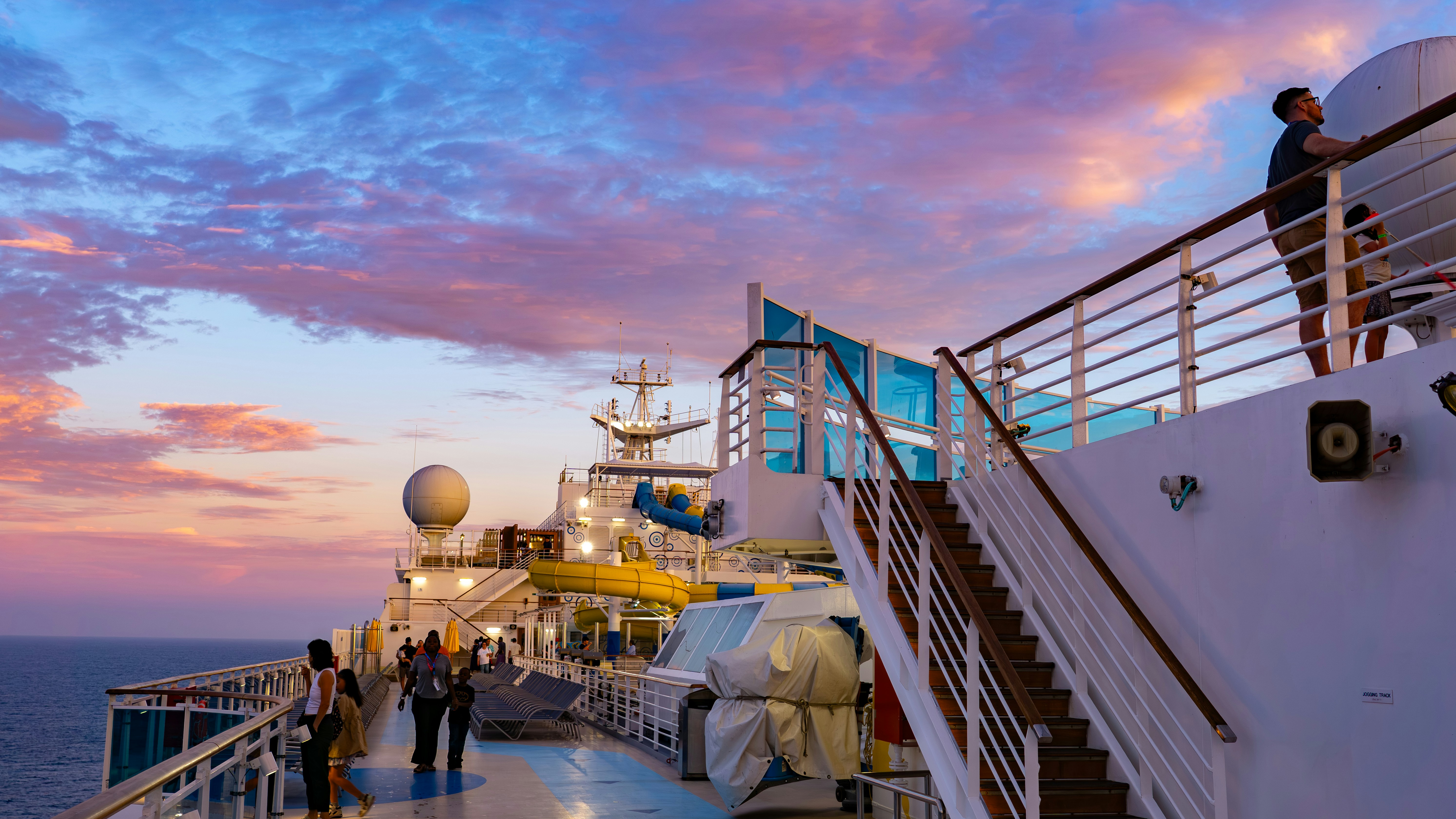 Sunset Deck Stroll Aboard a Sleeping Giant