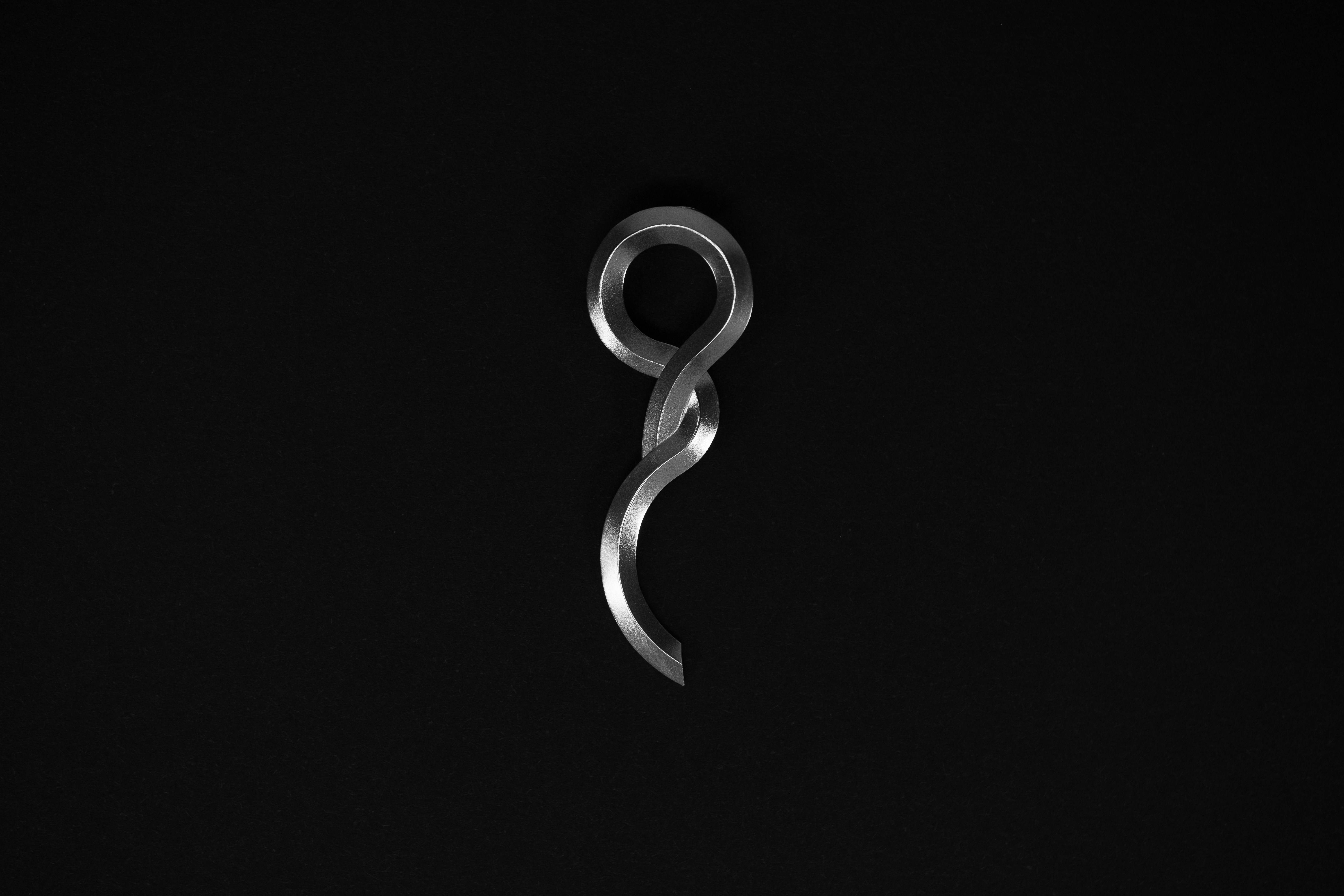 Silvery Spiral Keyring Drifting in Darkness