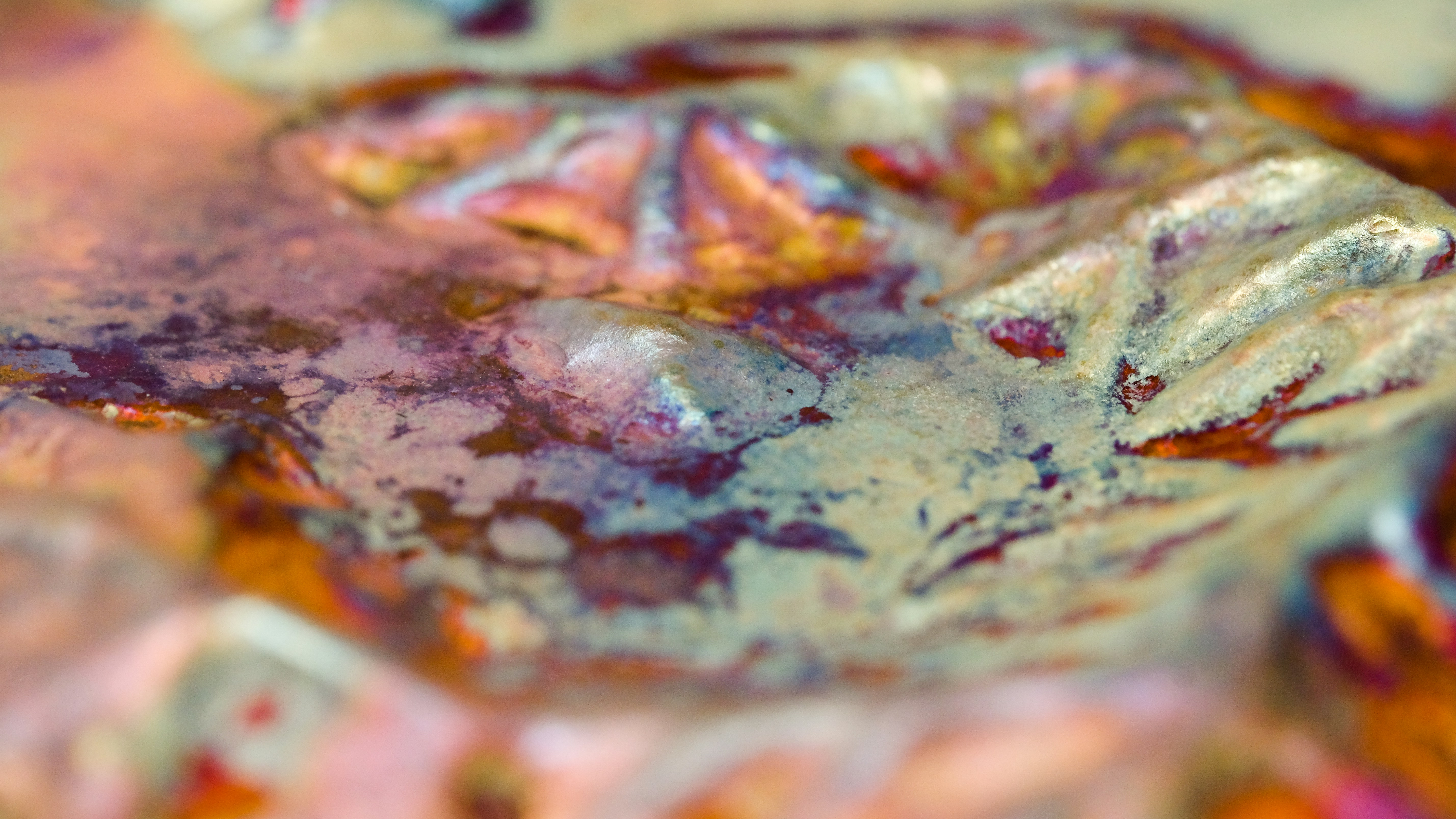 Crimson and Cerulean Veils: A Textured Palette Unfolds