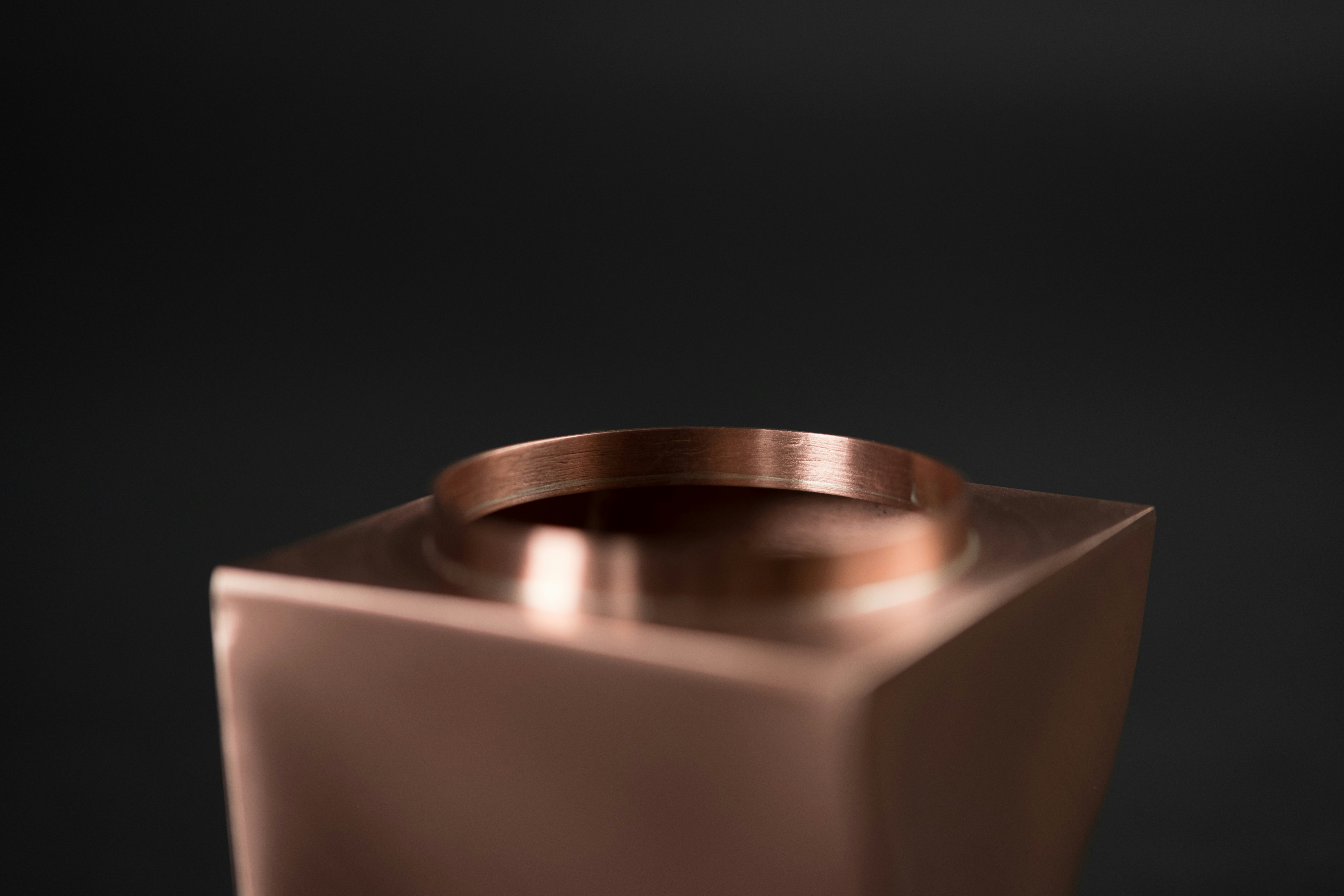Copper Ring on a Minimalist Copper Block
