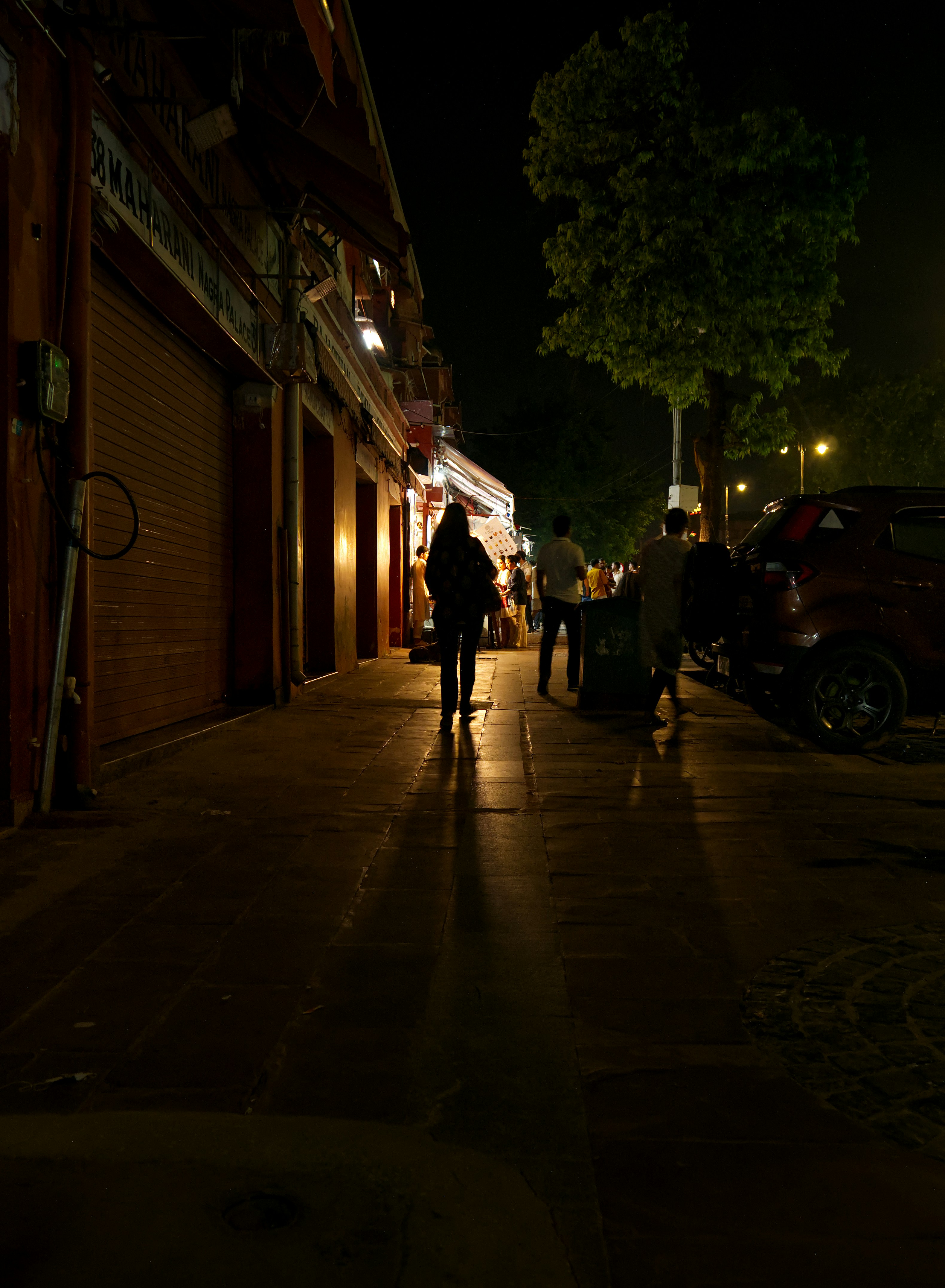 Night Walk Through a Quiet Market Alley