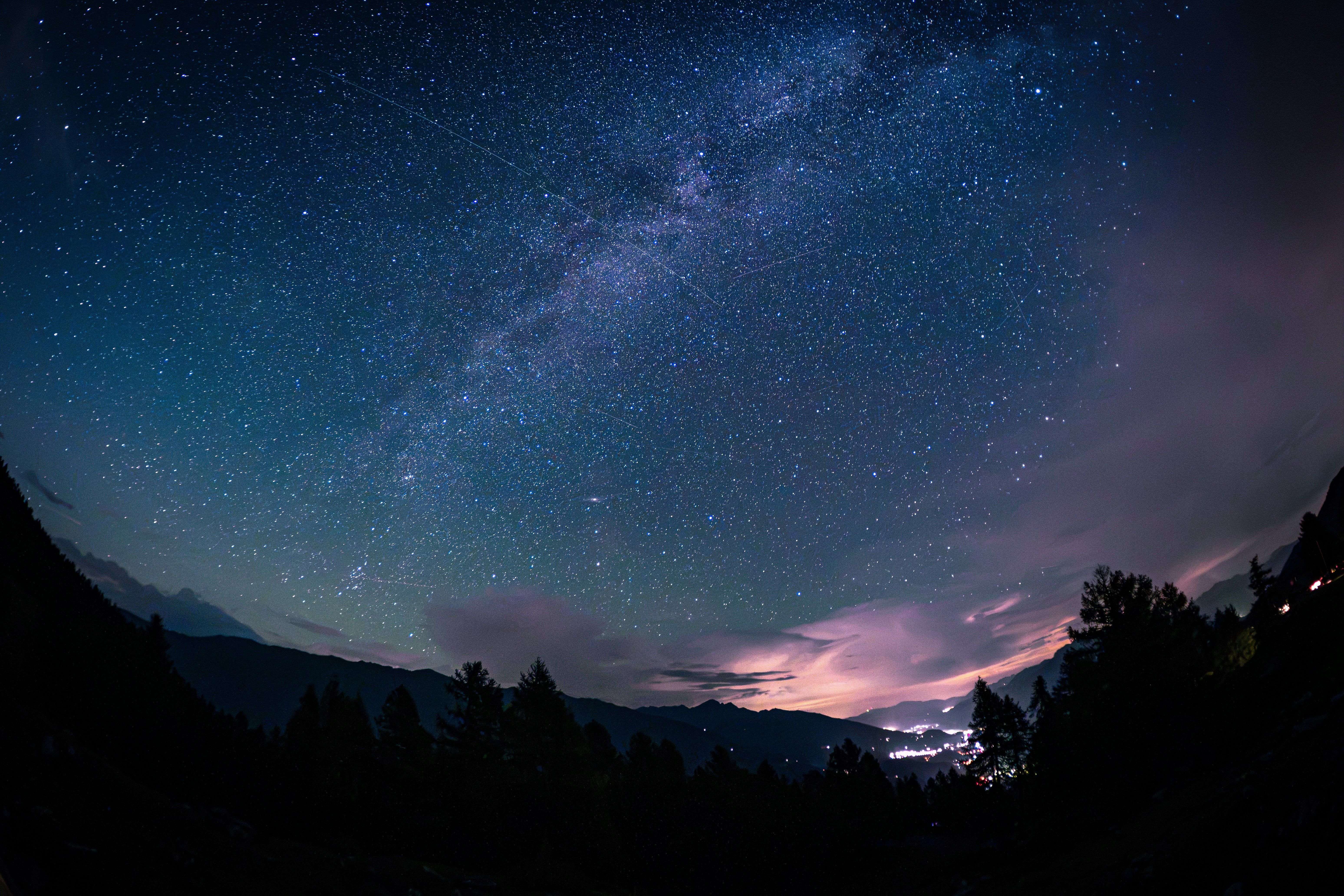 Midnight Milky Way over a Silhouette Valley