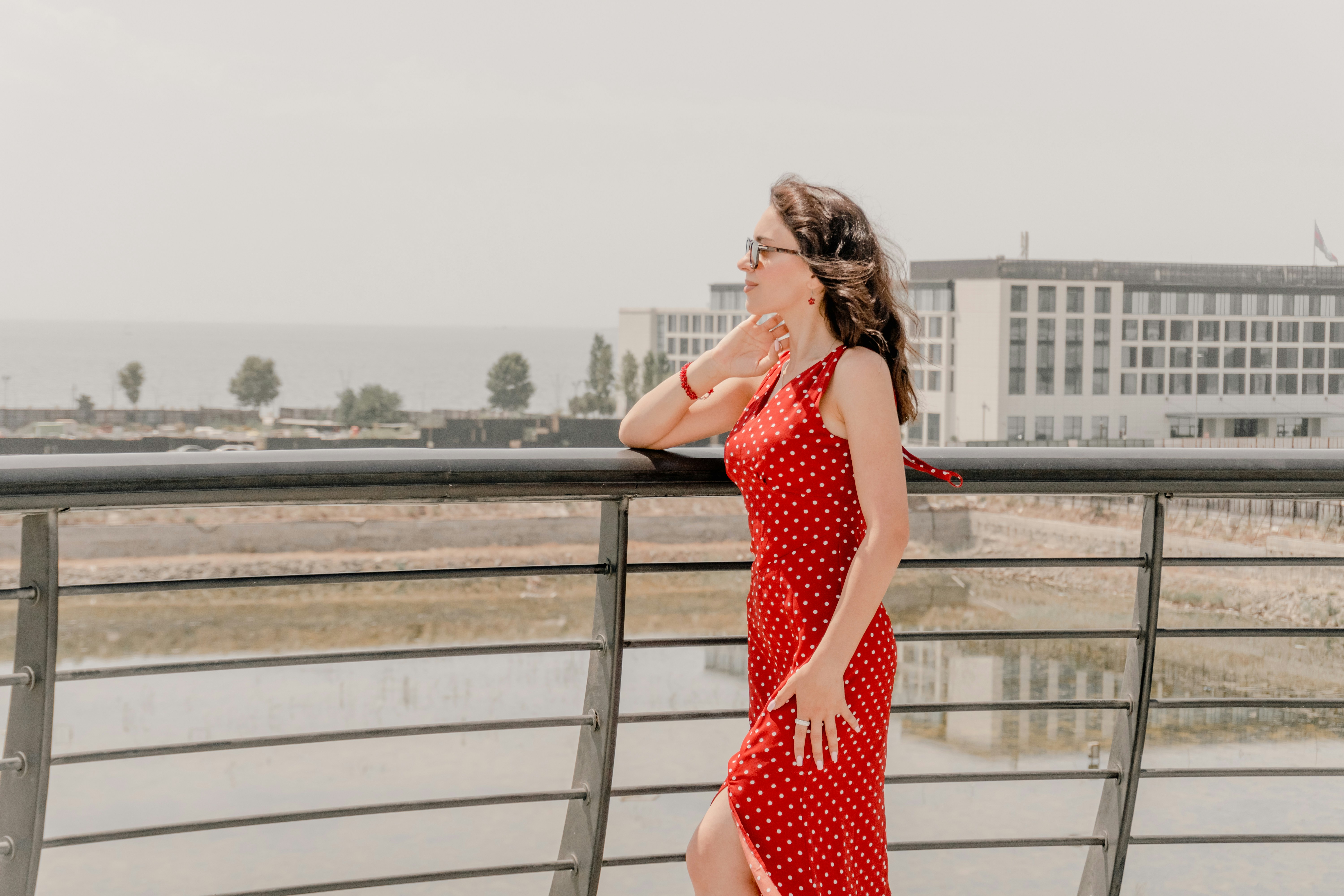 Red Polka Dot Moment on the Waterfront Walkway
