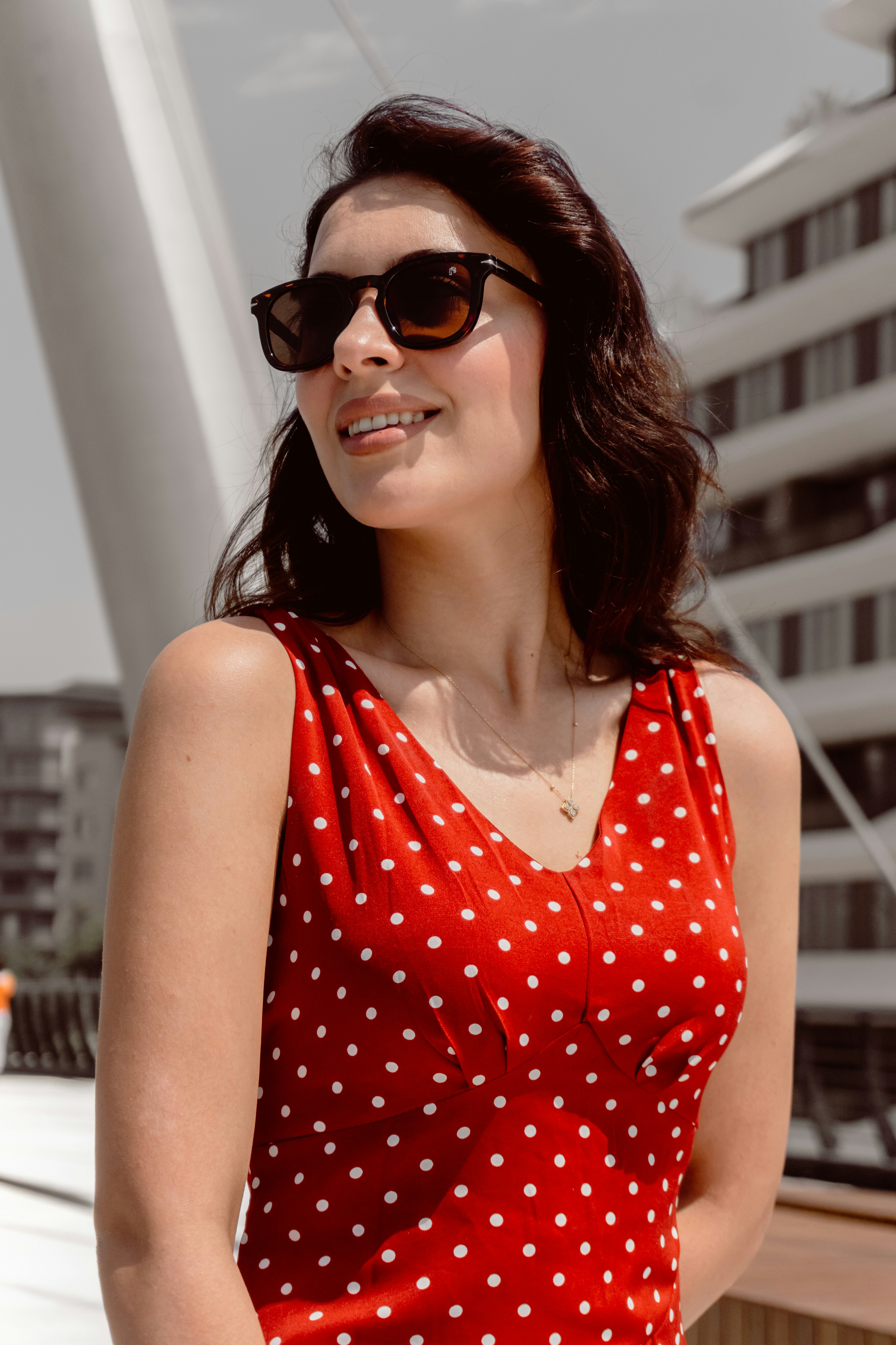 Rosy Sunlit Confidence in Red Polka Dots