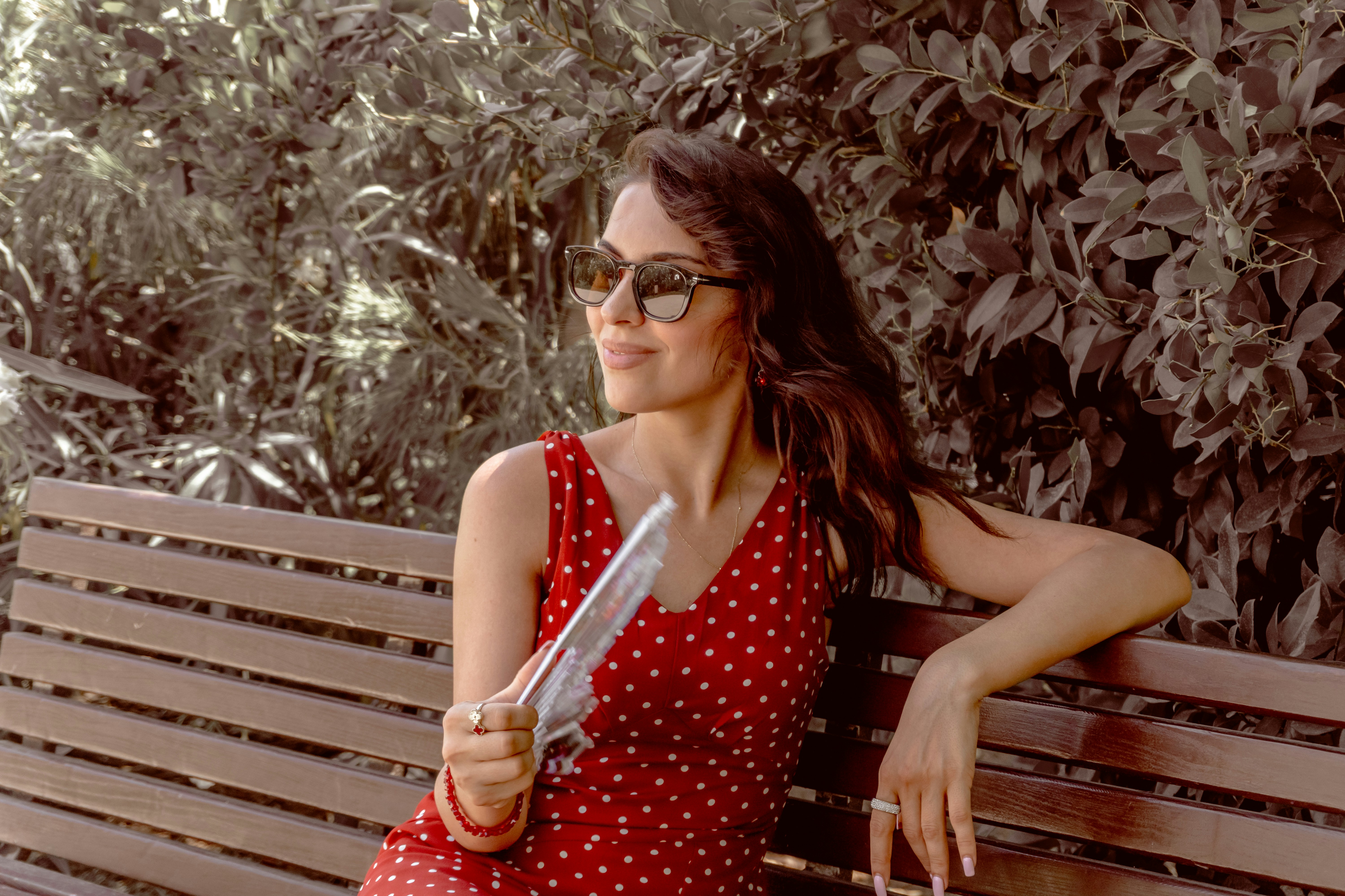 Polyglossic Smile: Sunset Bench and Polka-Dotted Pause