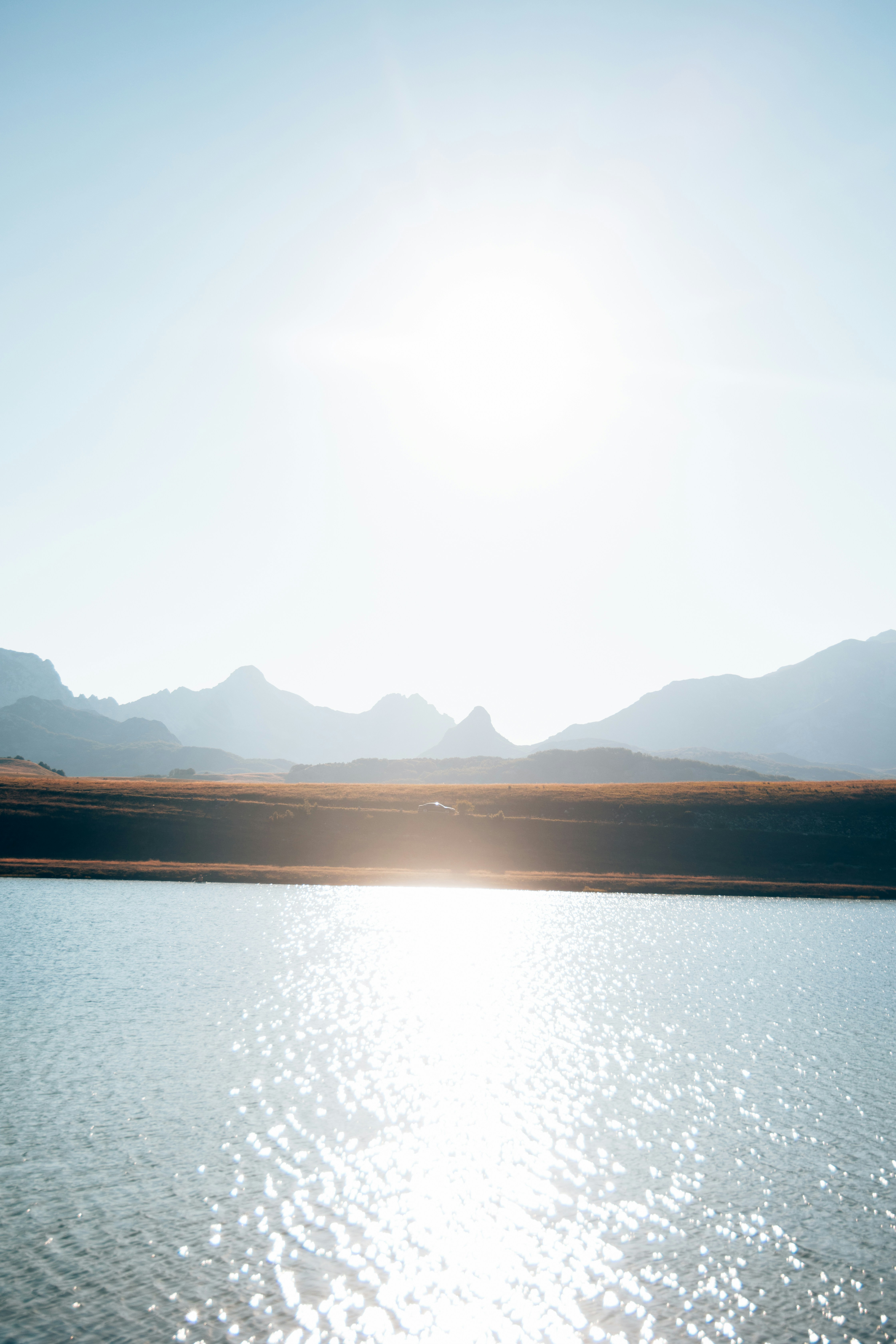 Glassy Shore under a Blazing Sun