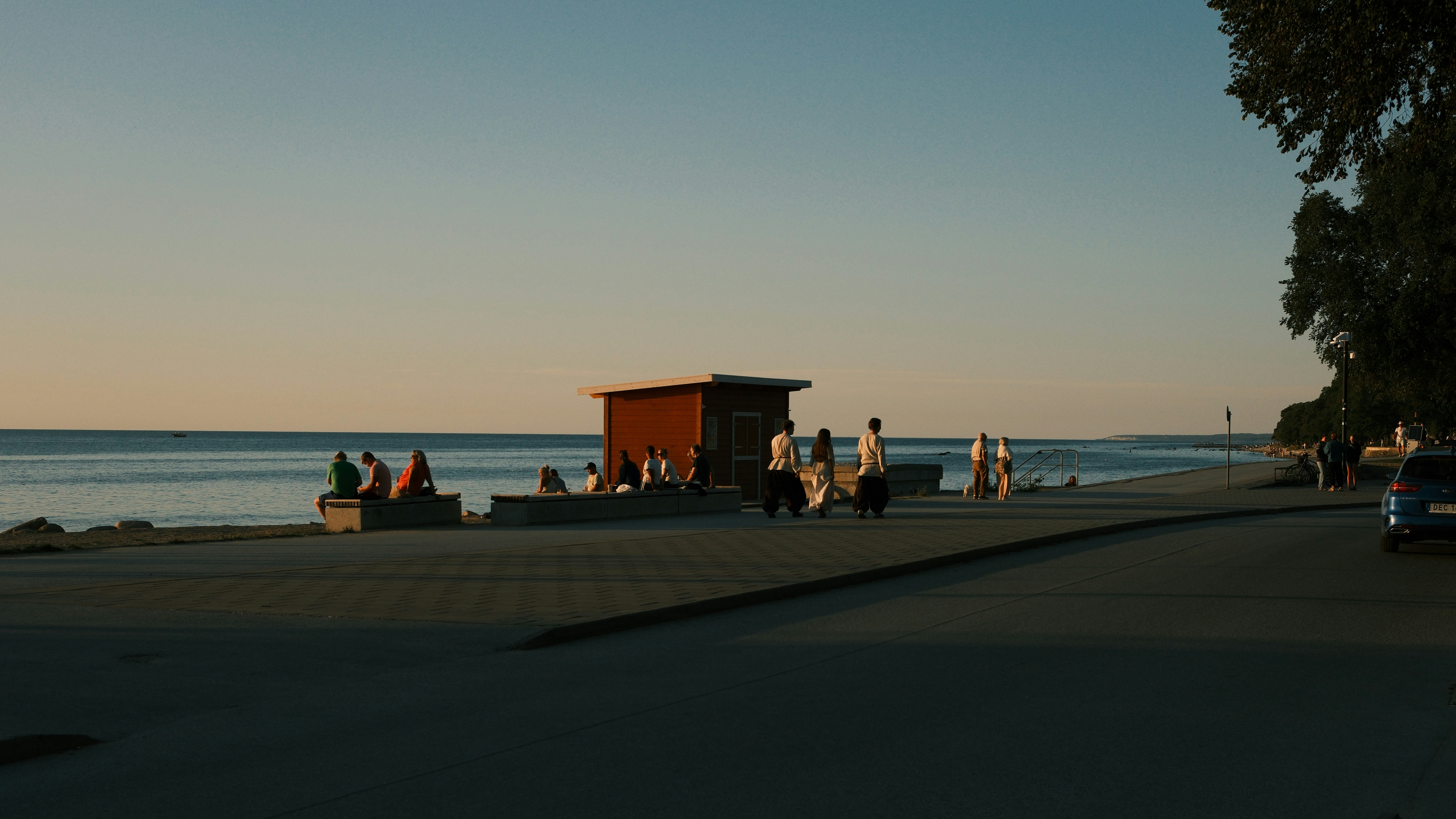 Sunlit Pier Café by the Quiet Sea