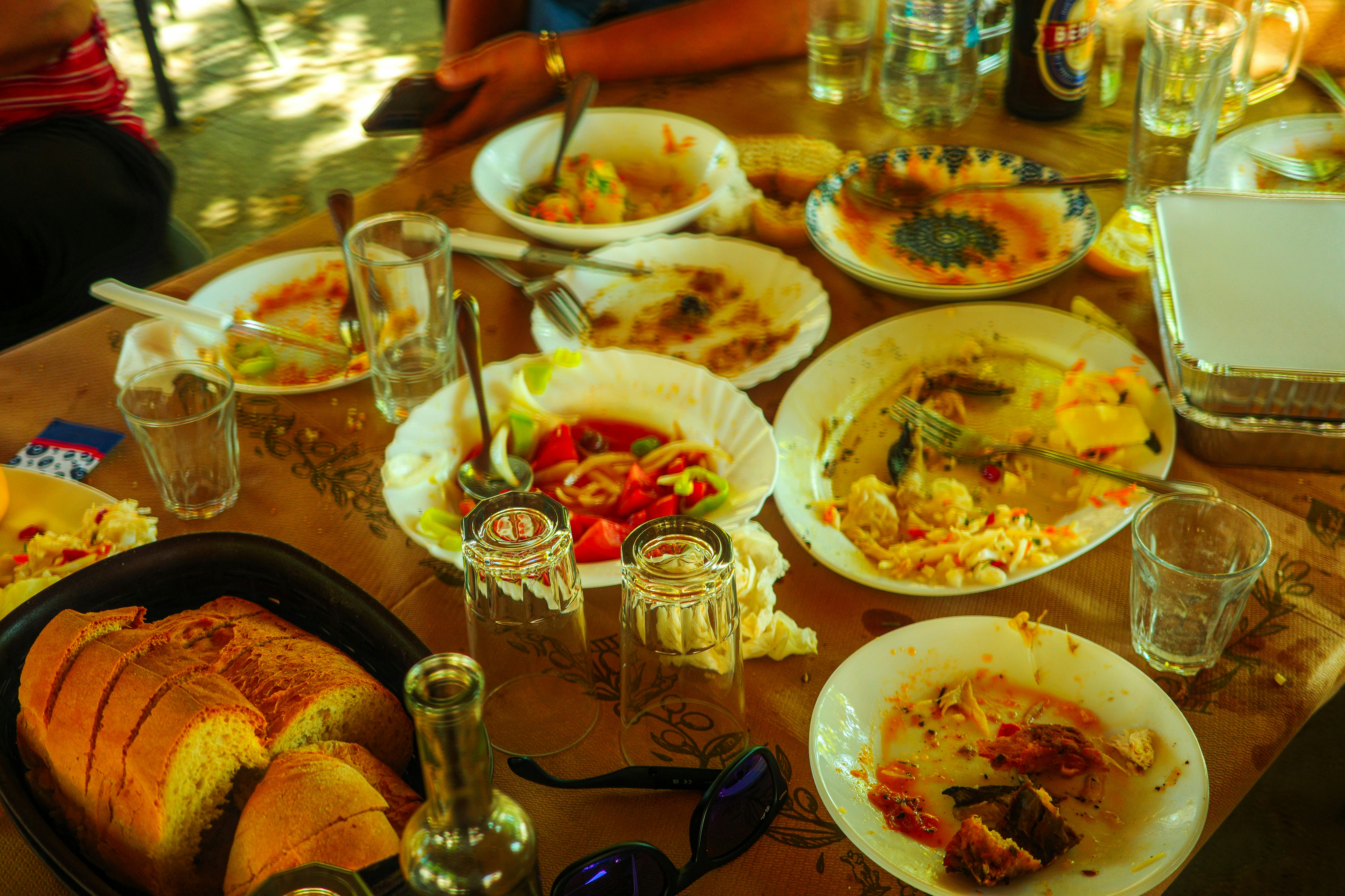 Feast at Dappled Tables: A Sunlit Lunch Spread