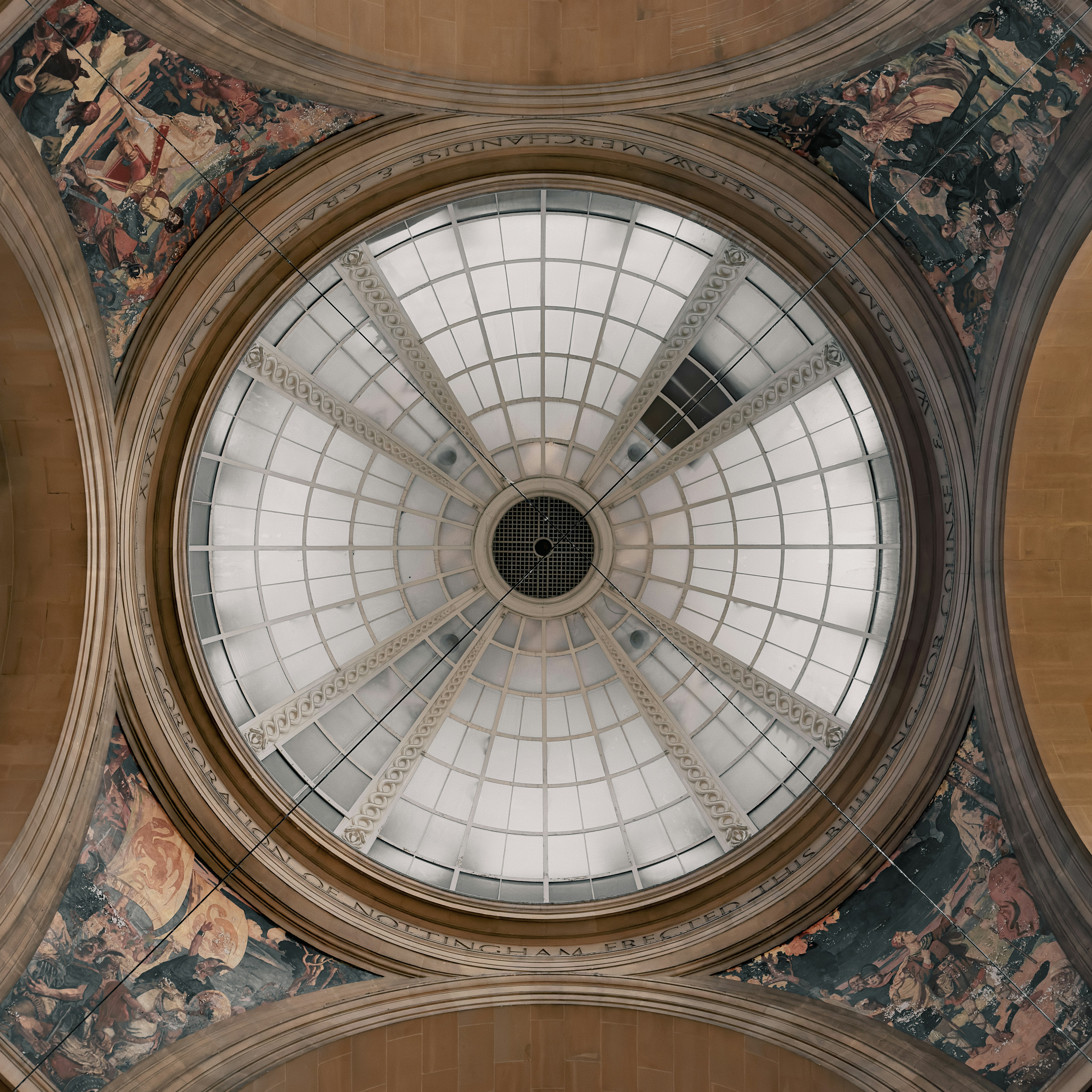 Azimuthal Glass-and-Stone Dome: Concentric Circles of Light