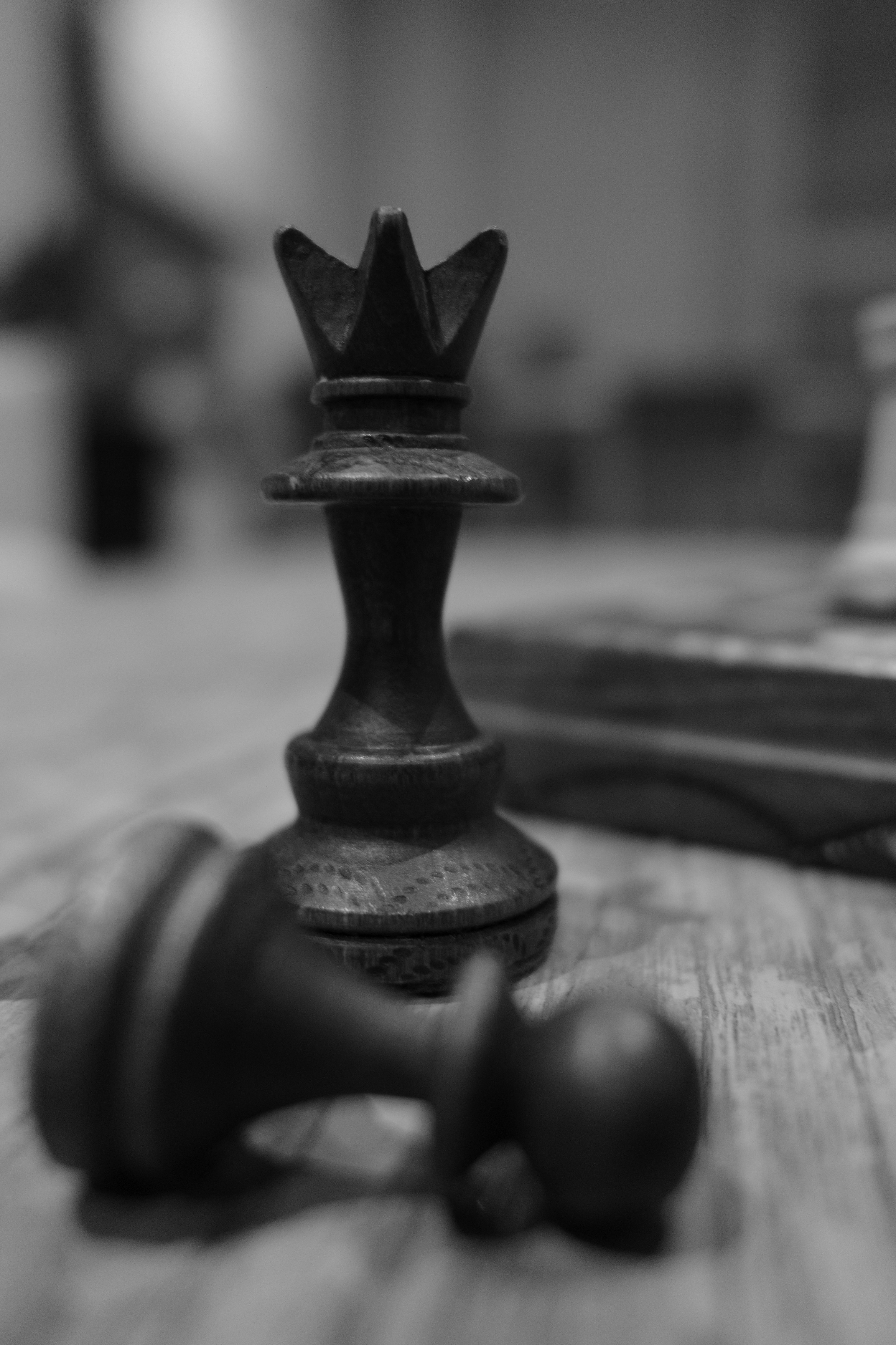 A Silent Gambit: The Crowned King on a Wooden Board