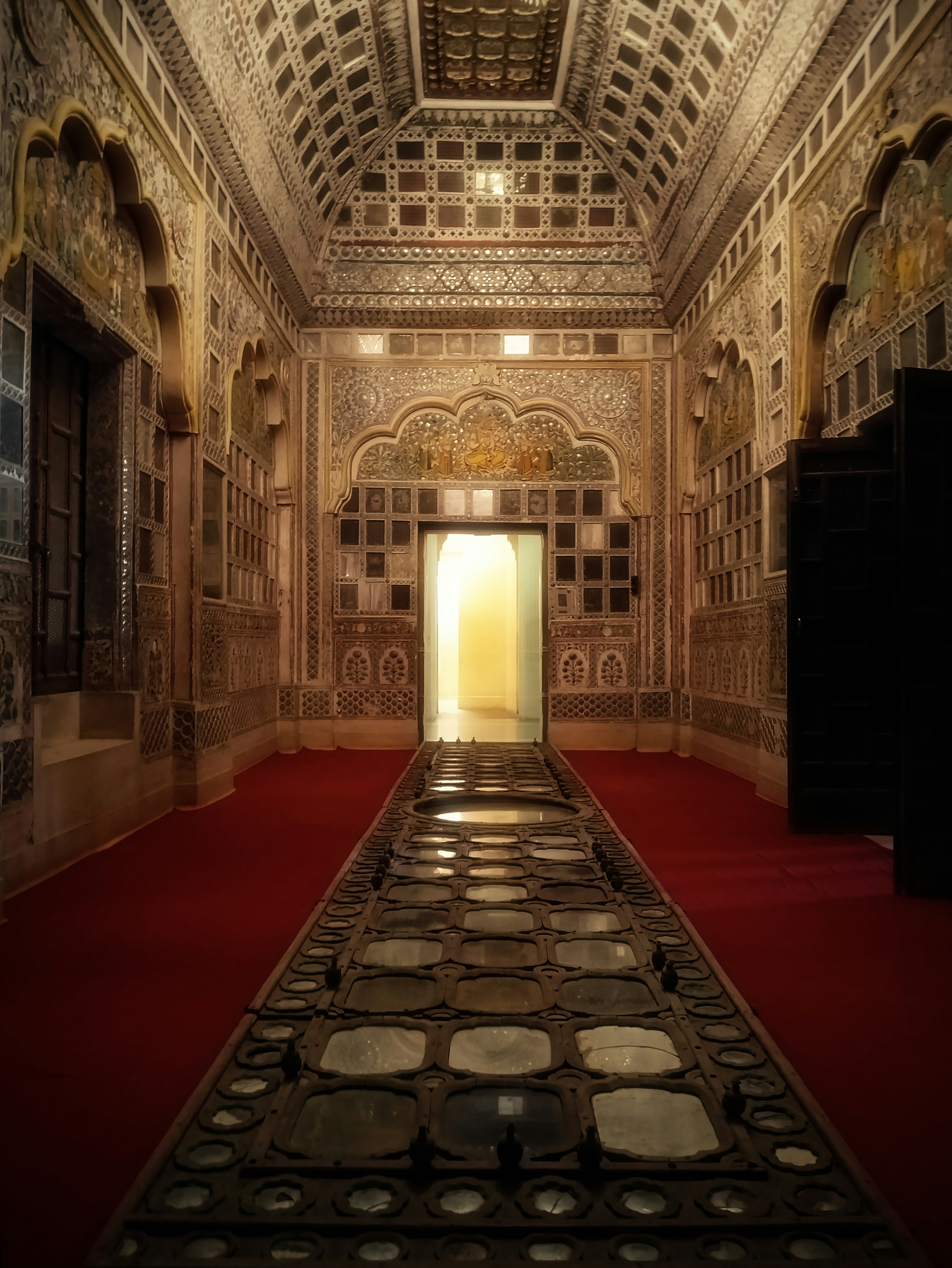 Ornate Gallery Corridor: Light at the Threshold
