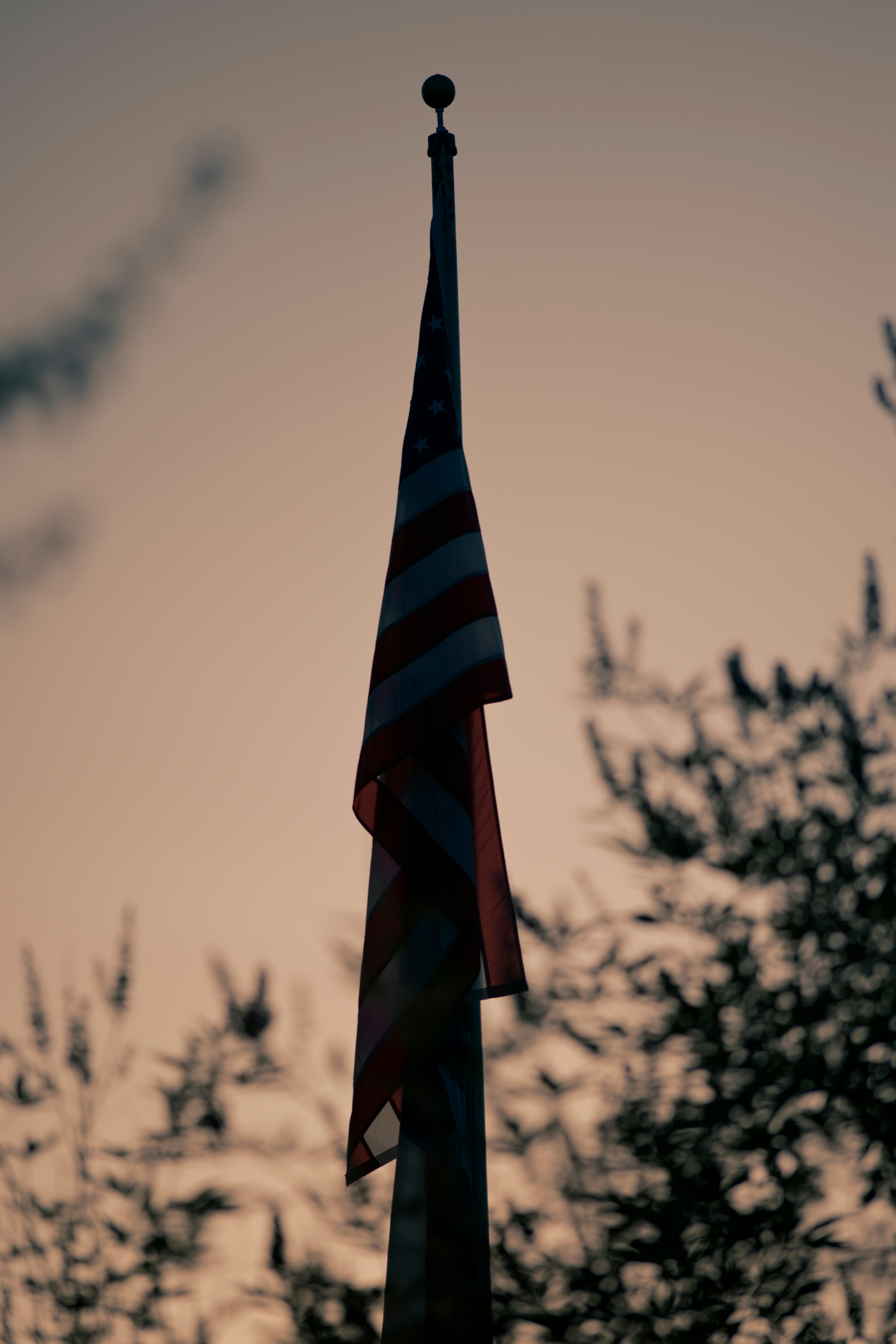 Silhouette Flag at Dusk: The Quiet Center of a Memorial Moment