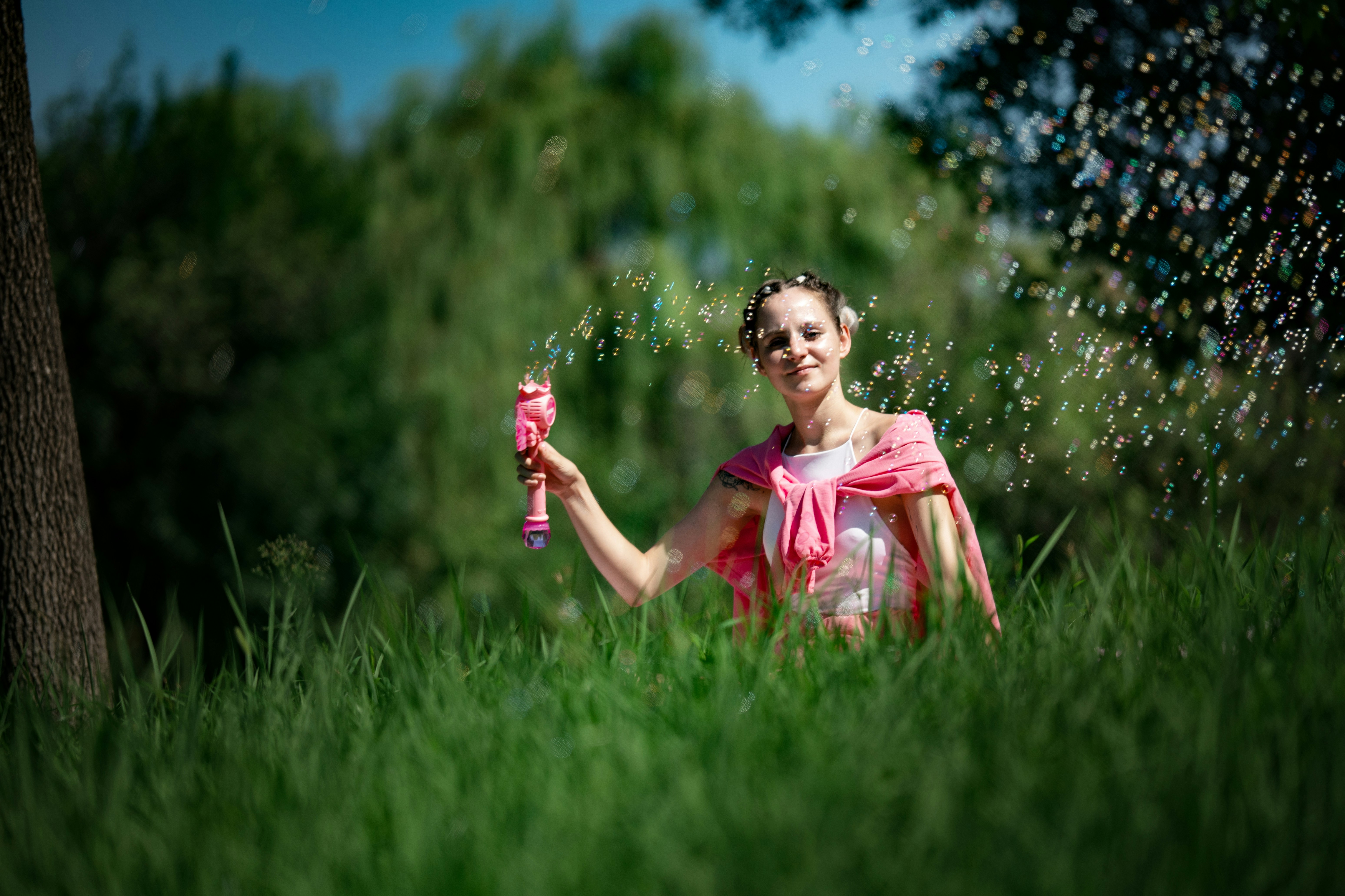 Spray of Joy: A Sunlit Moment in the Meadow