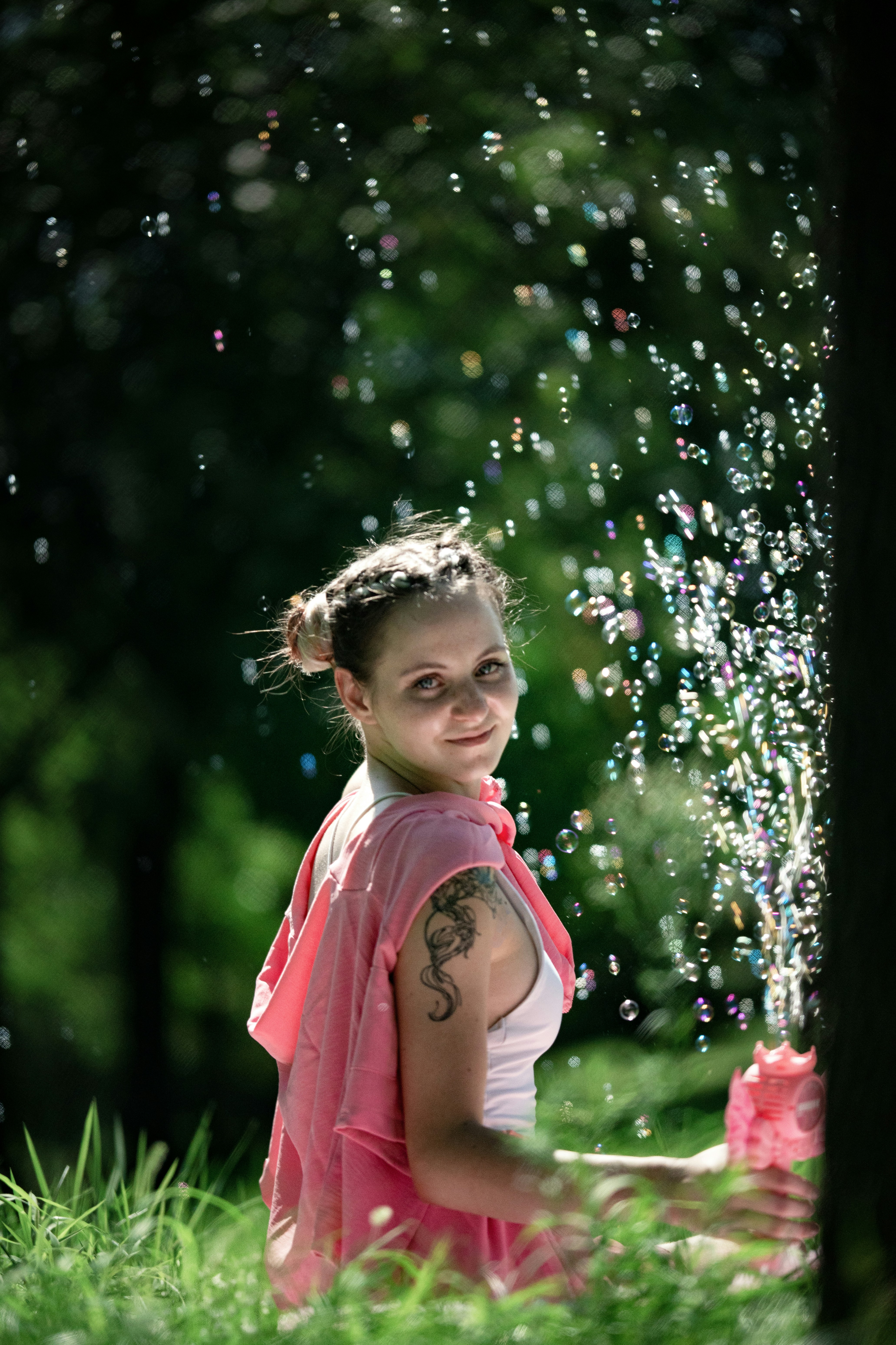 Bubble Burst of Summer: A Smile in the Sunlit Clearing