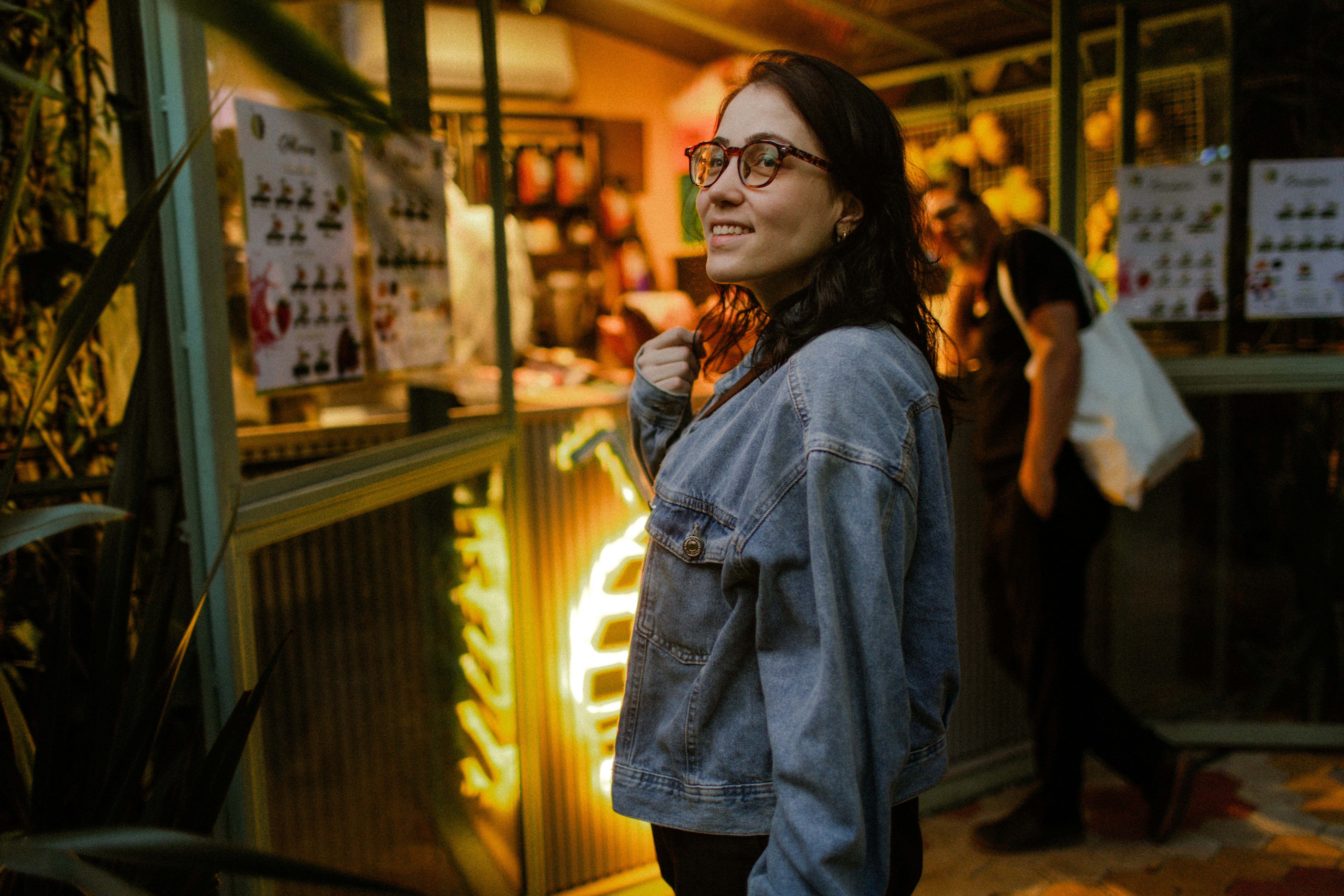 Glow of a Night Market: Portrait at a Bright Stall