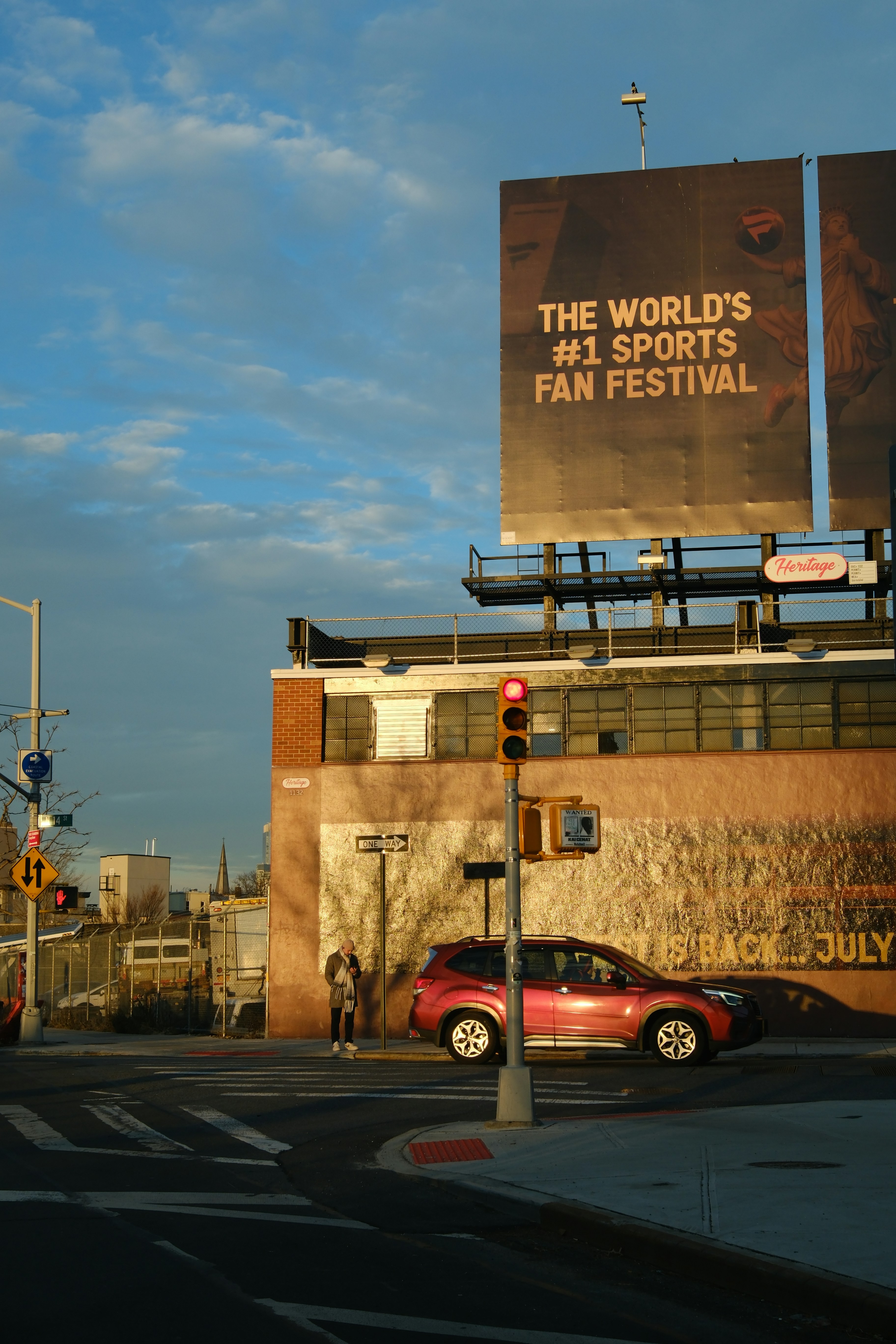 Billboard Guardians: City Street at Golden Hour