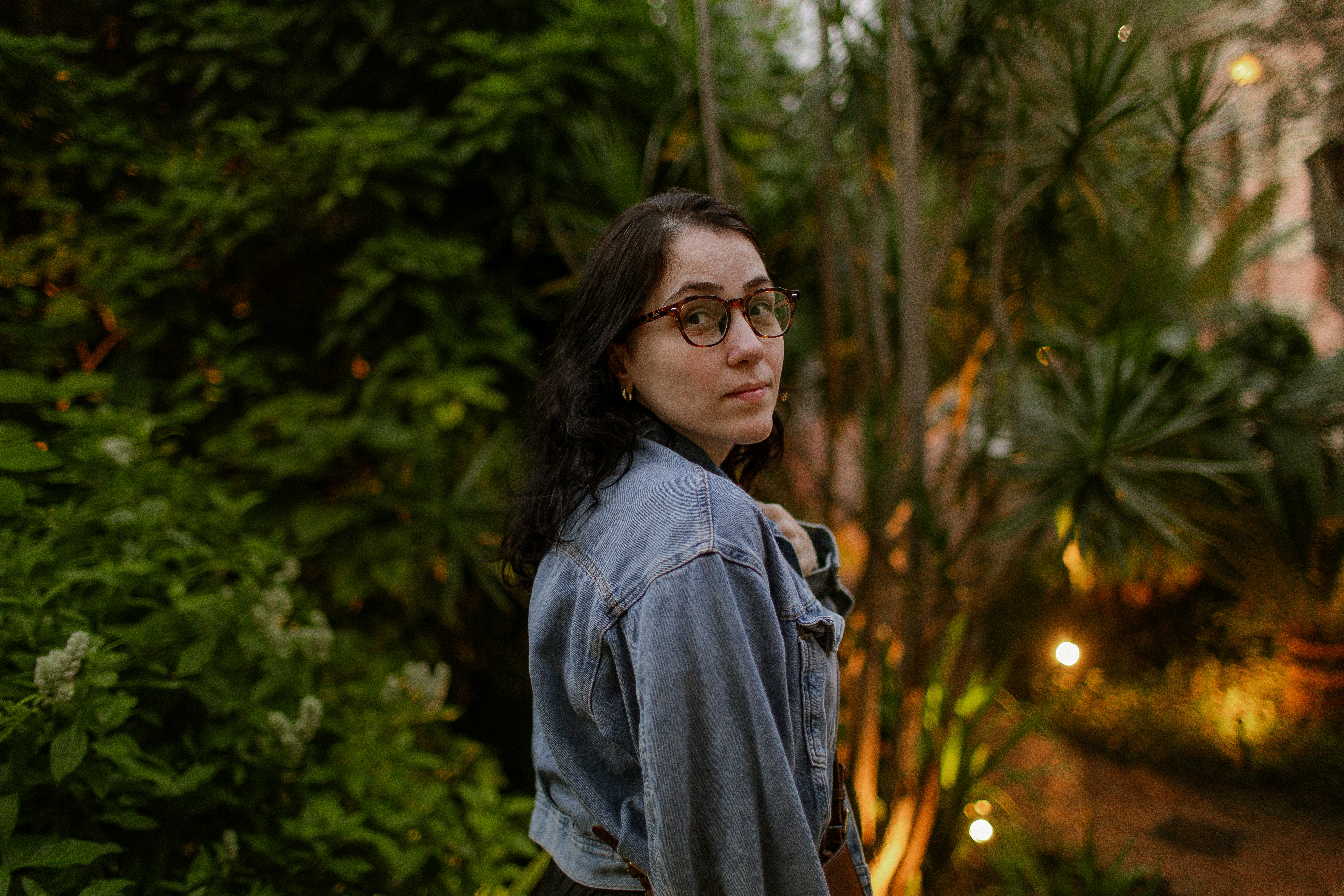 Denim and Dusk: Portrait in a Quiet Garden