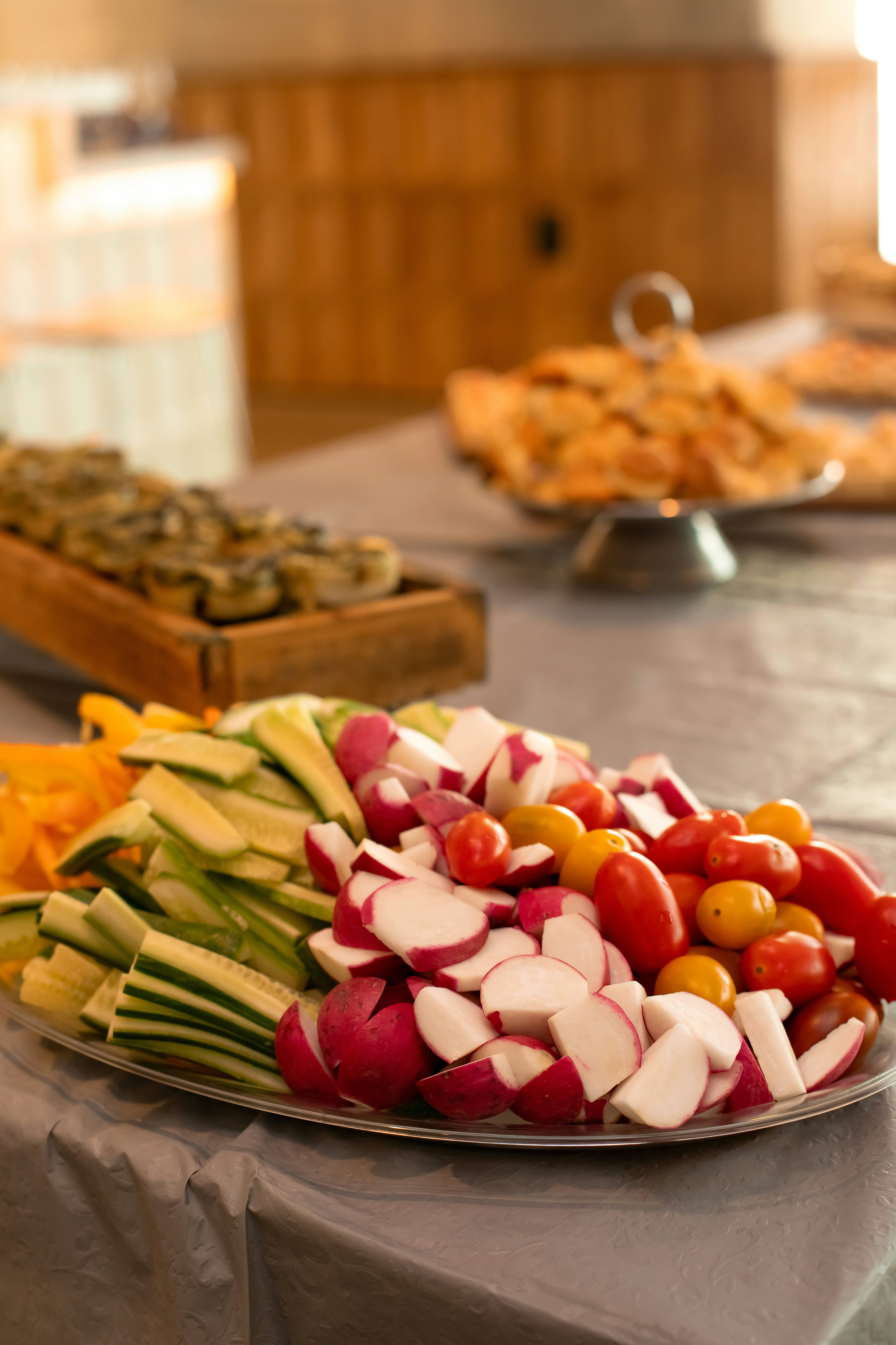 Colorful Veggie Spread on a Buffet Table