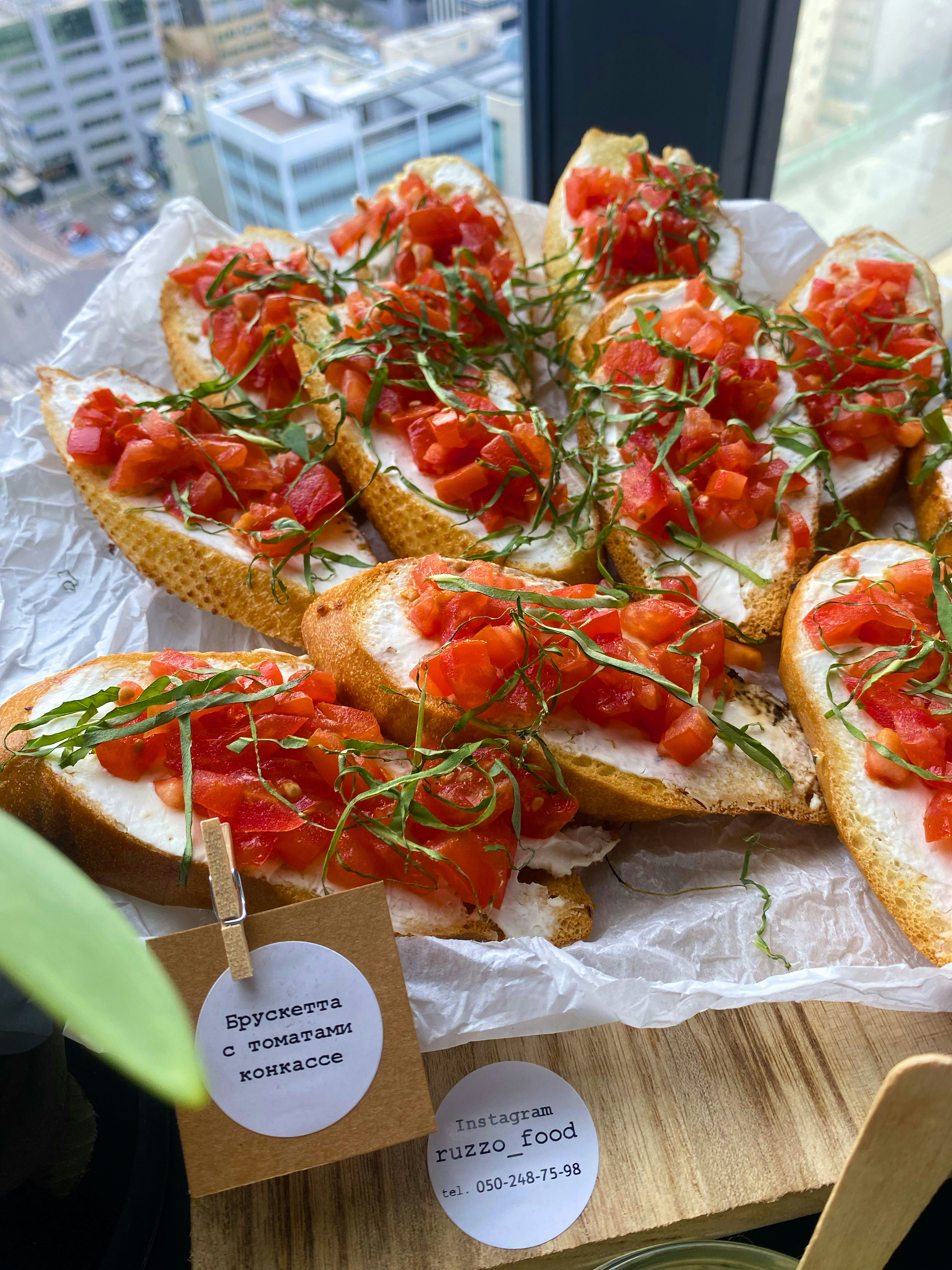 Vibrant Tomato Bruschetta Spread on Crusty Baguette Slices