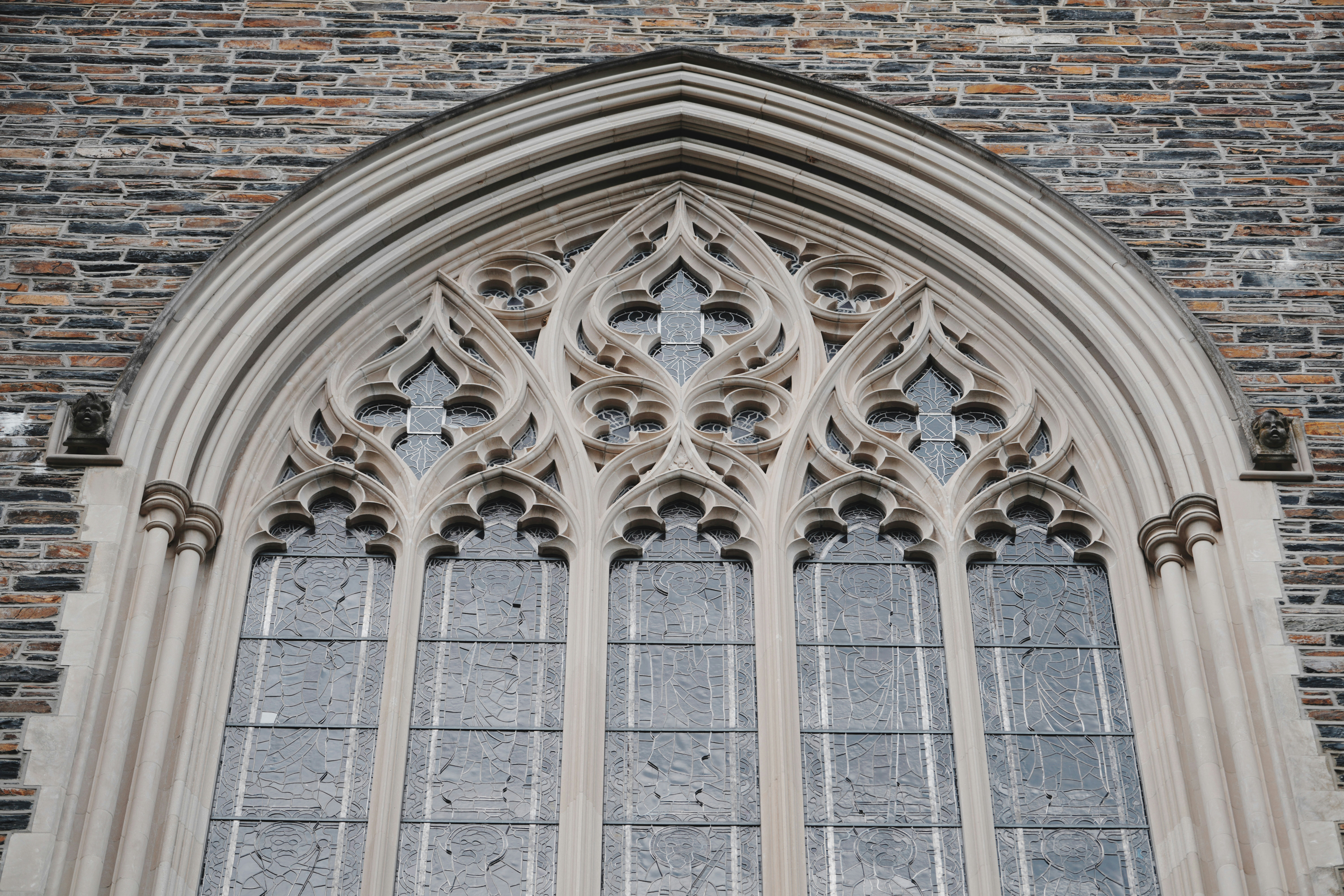 Gothic Arches Over a Stained Window