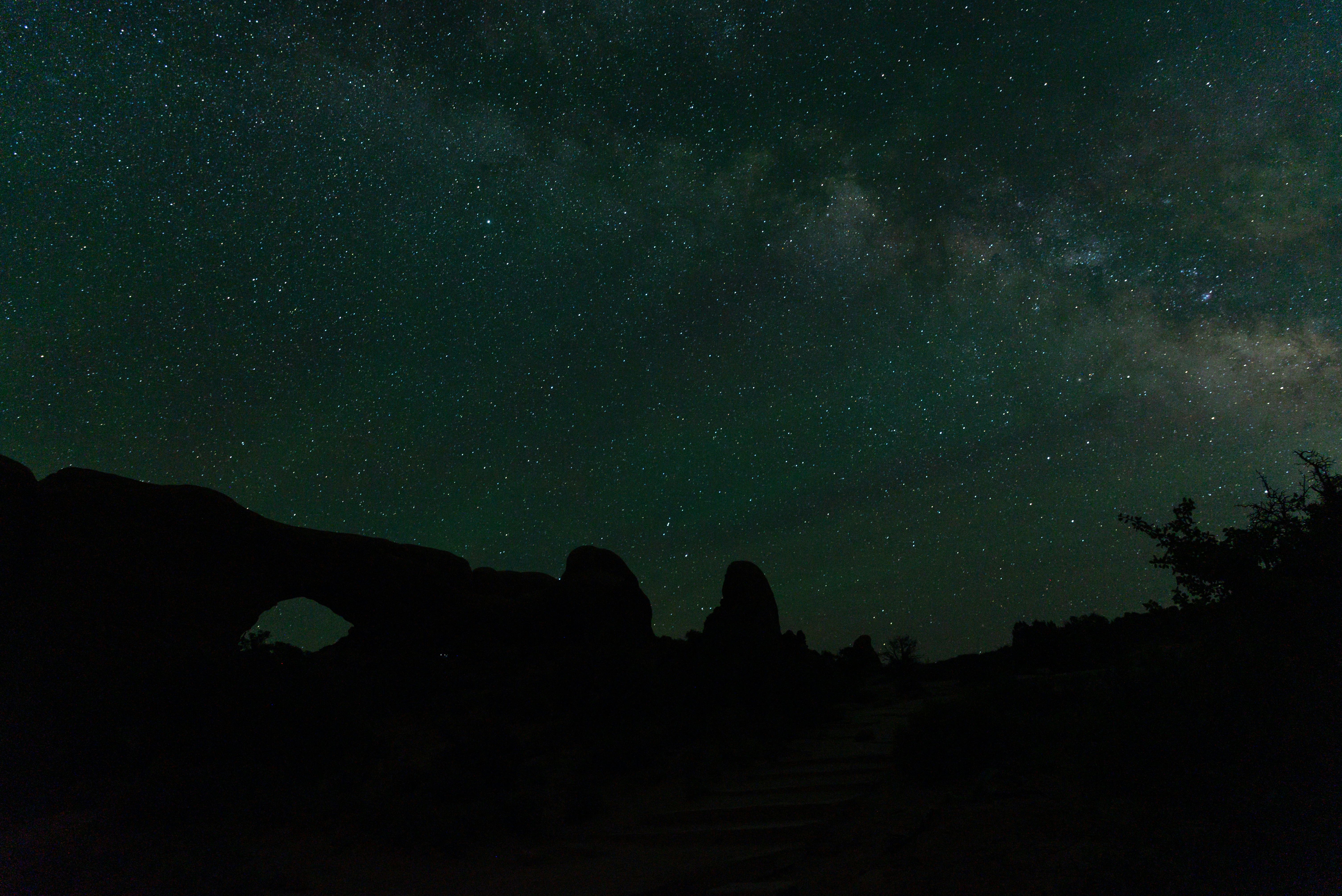 Milky Way Threads Across a Moonless Landscape