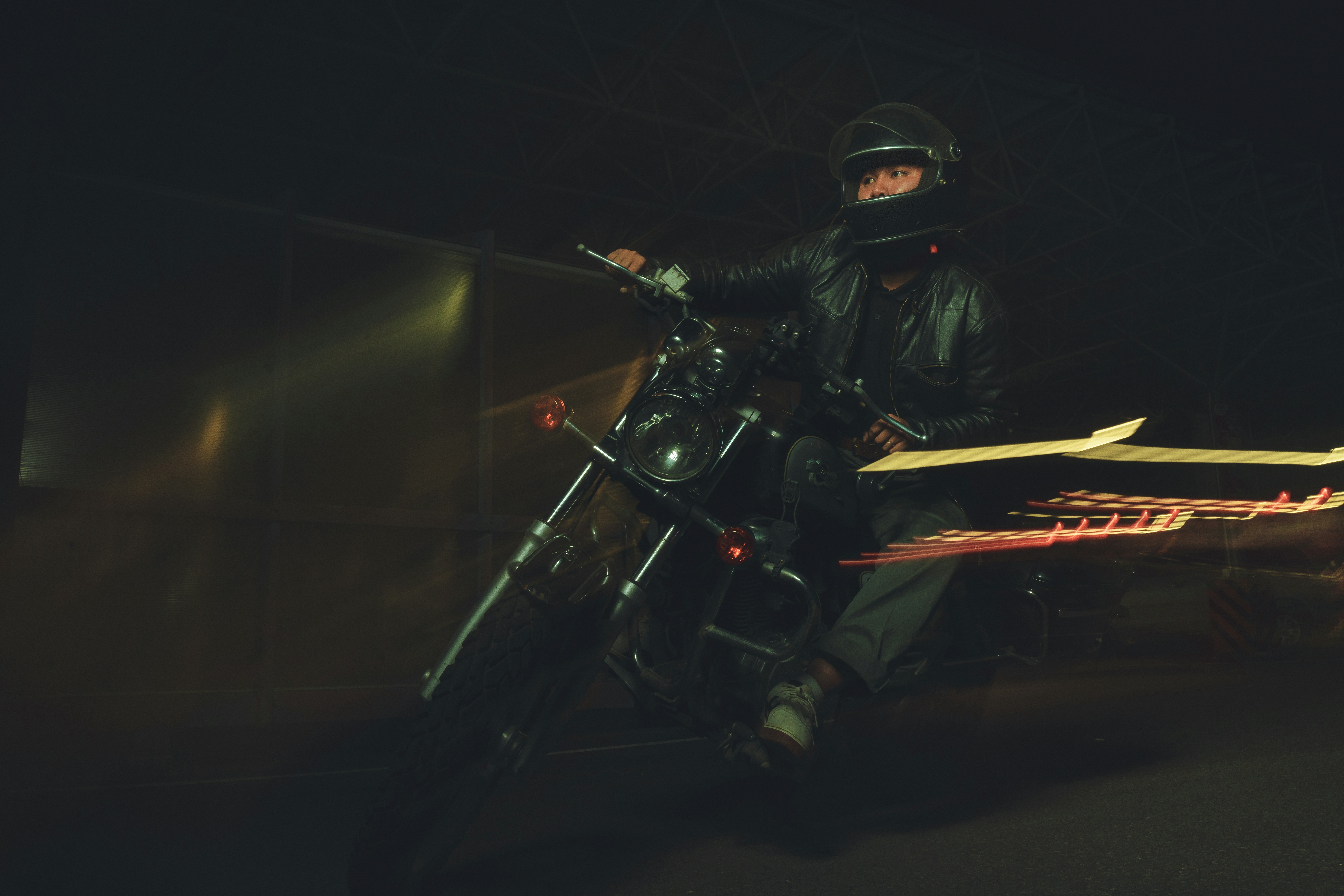 Night Rider: The Glowing Path of a Neon Motorcycle
