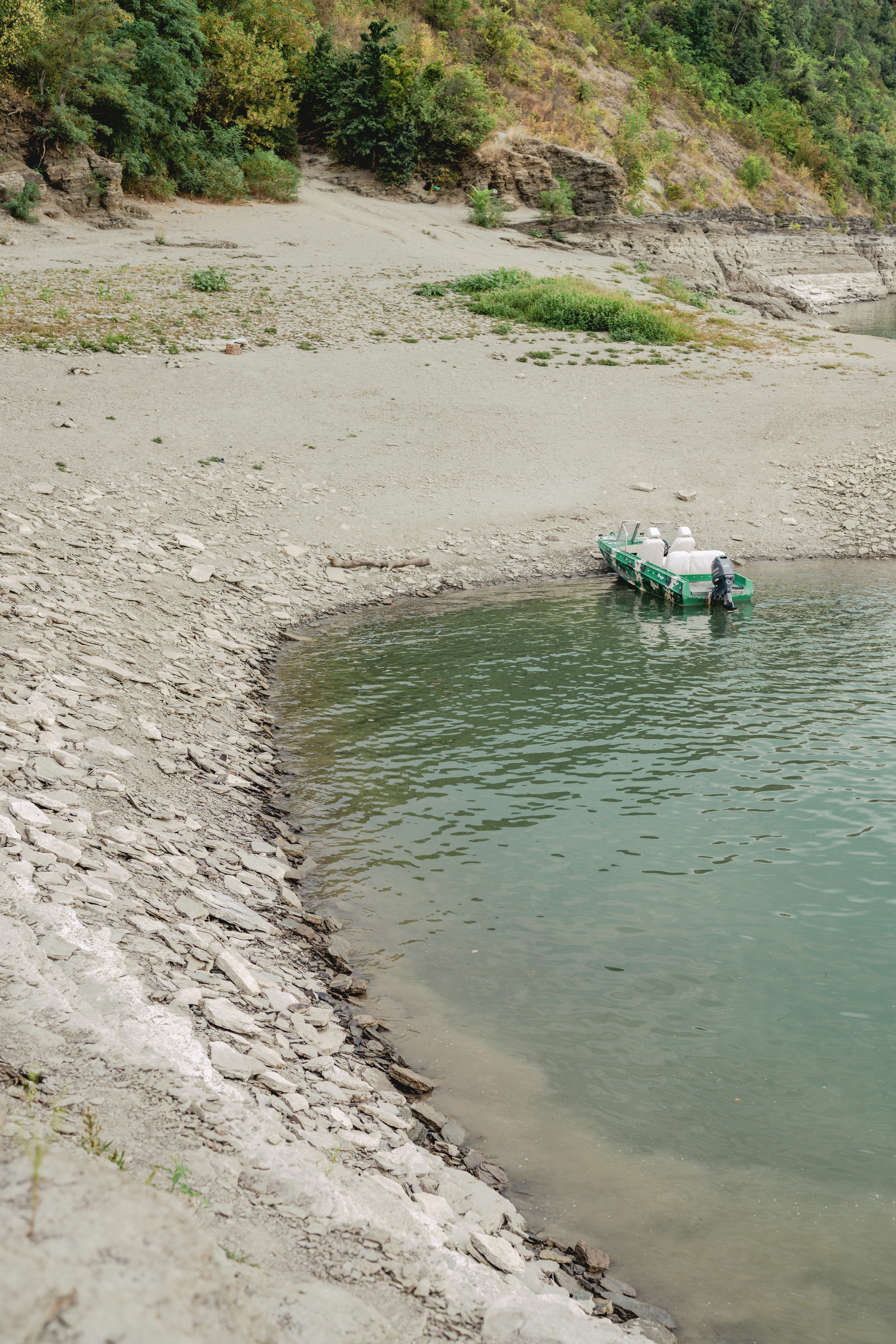 Green Boat at the Quiet Shore