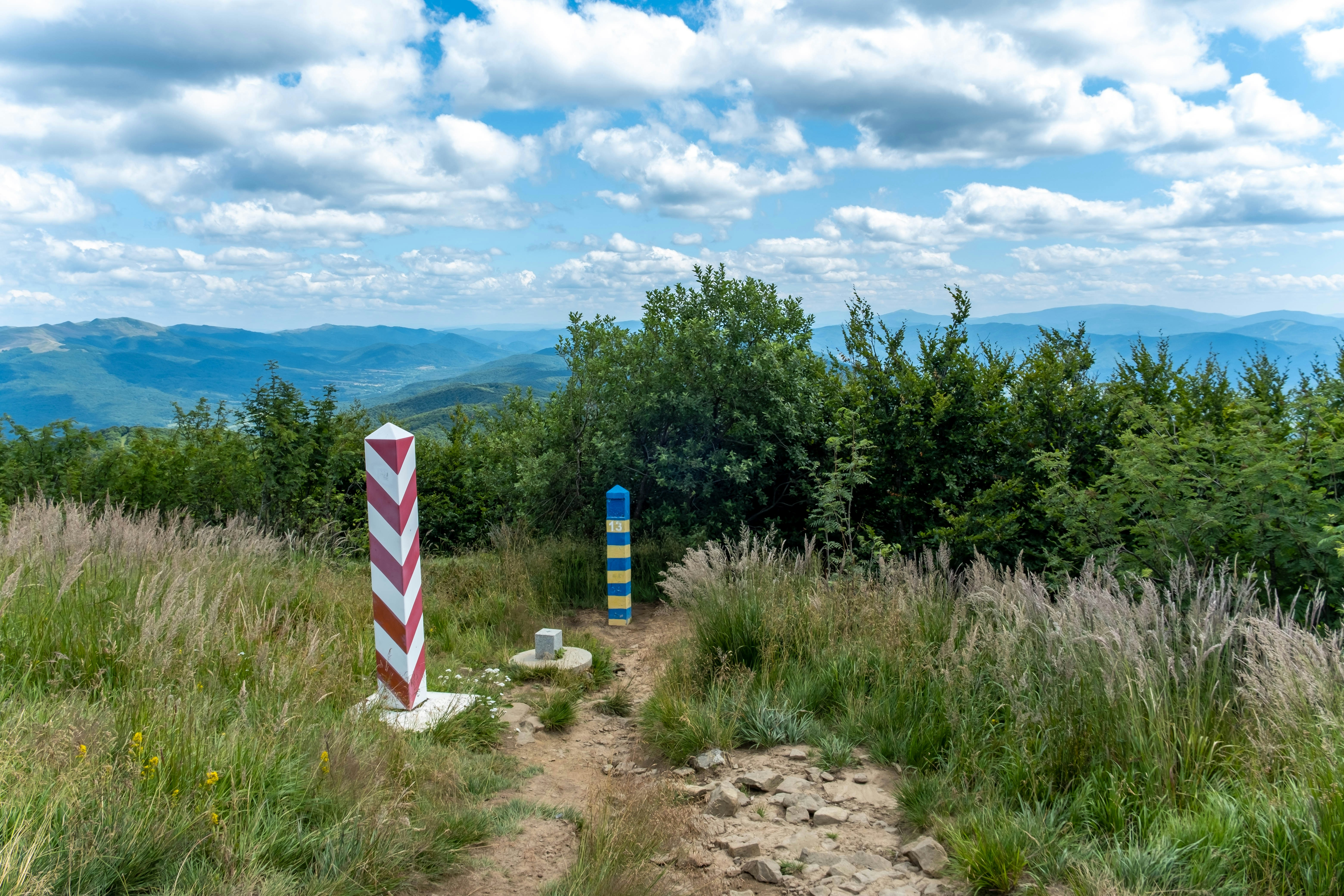 Border Markers at a Mountain View Vista