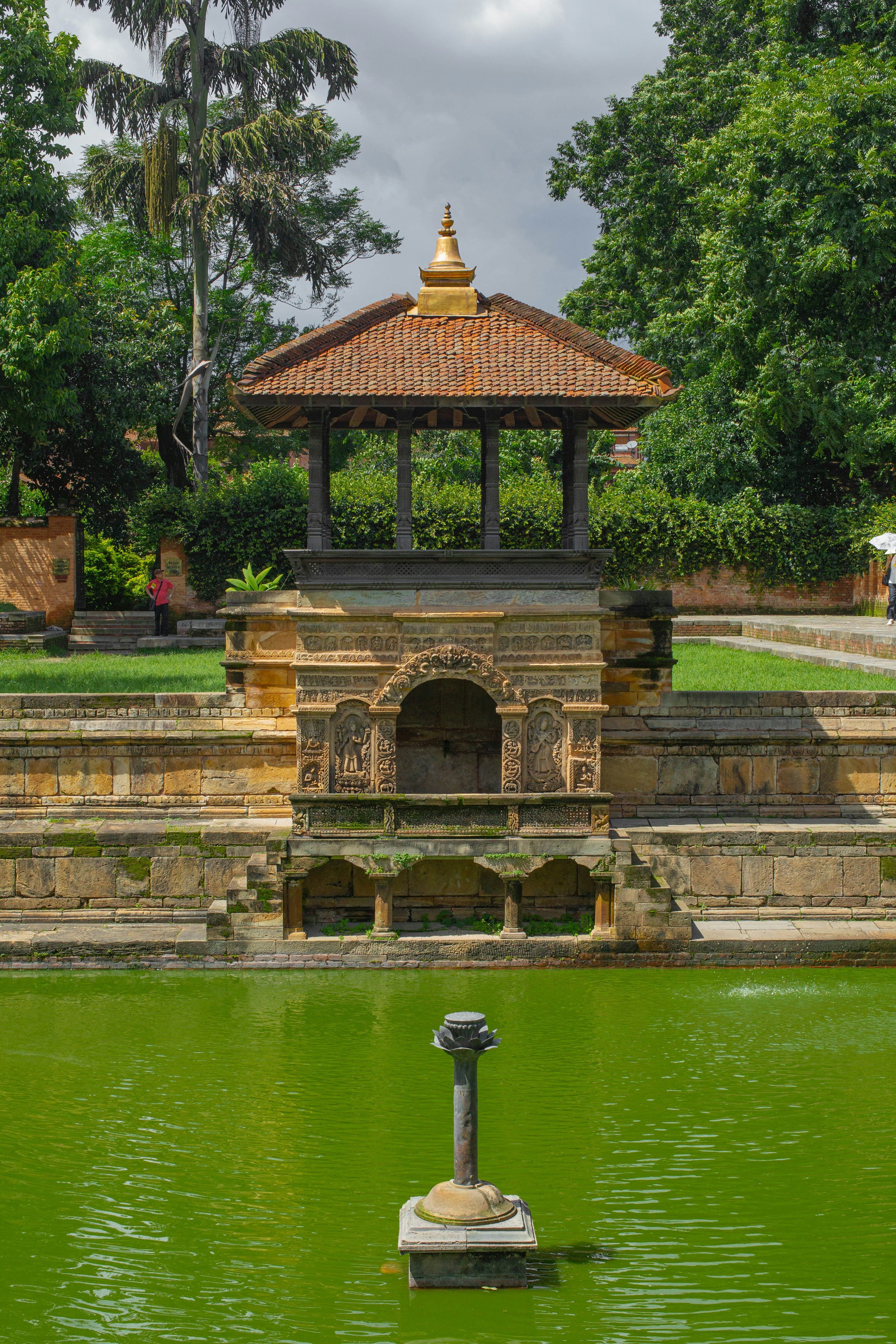 Temple Pavilion Rising from the Green Mirror