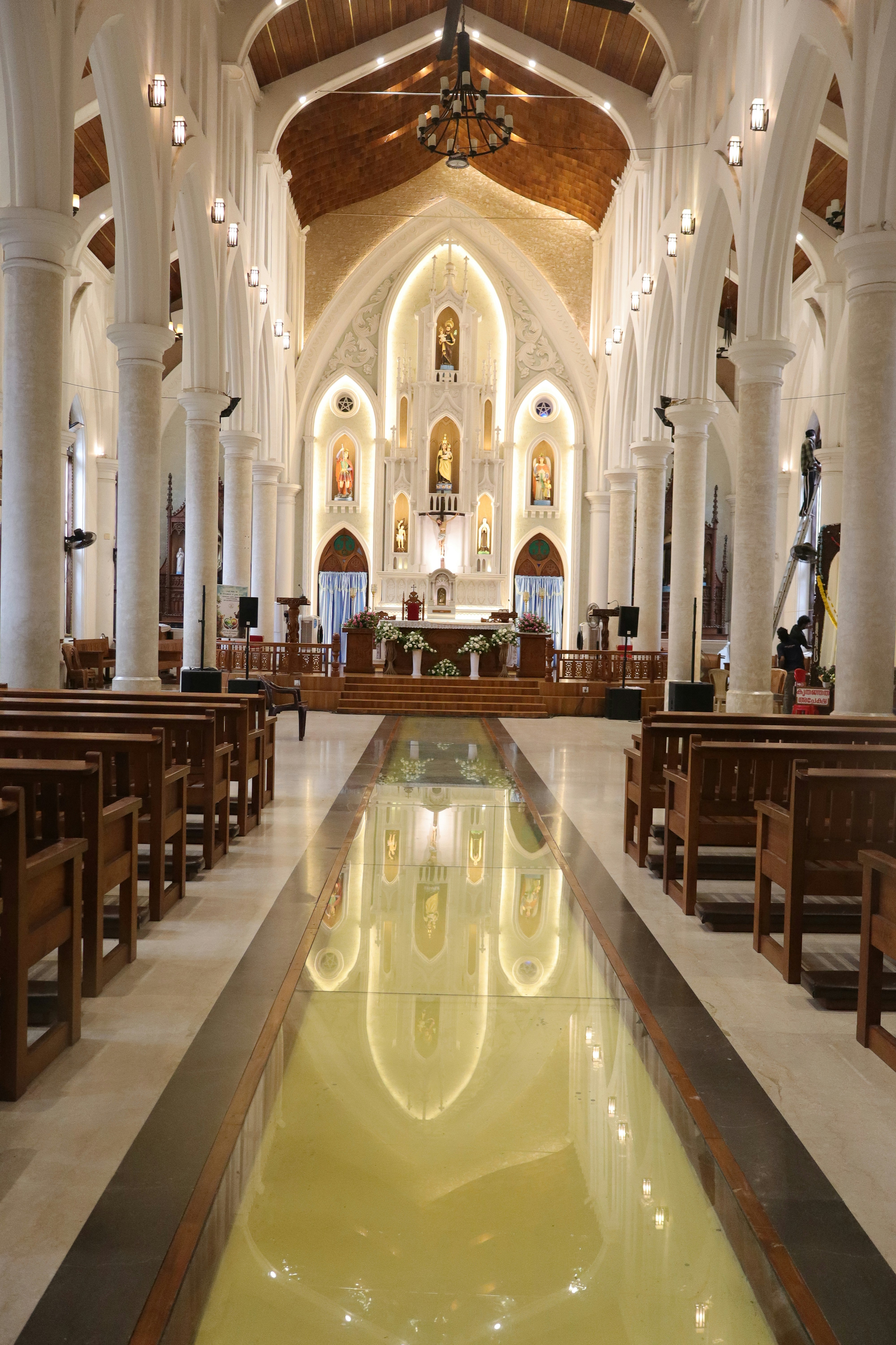 Sacred Reflection: A Cathedral Aisle Framing Light
