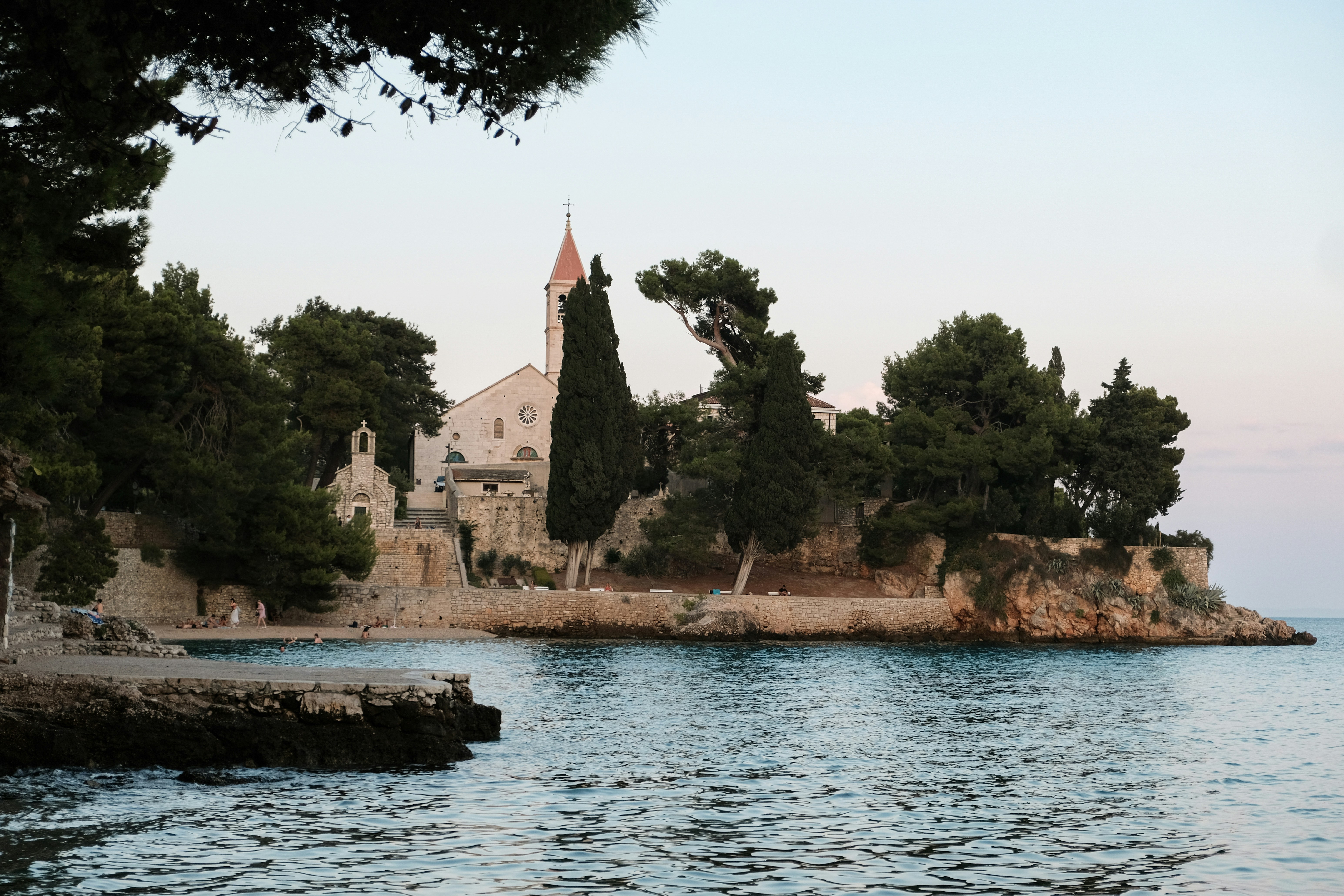 Island Chapel Overlooking Calm Waters