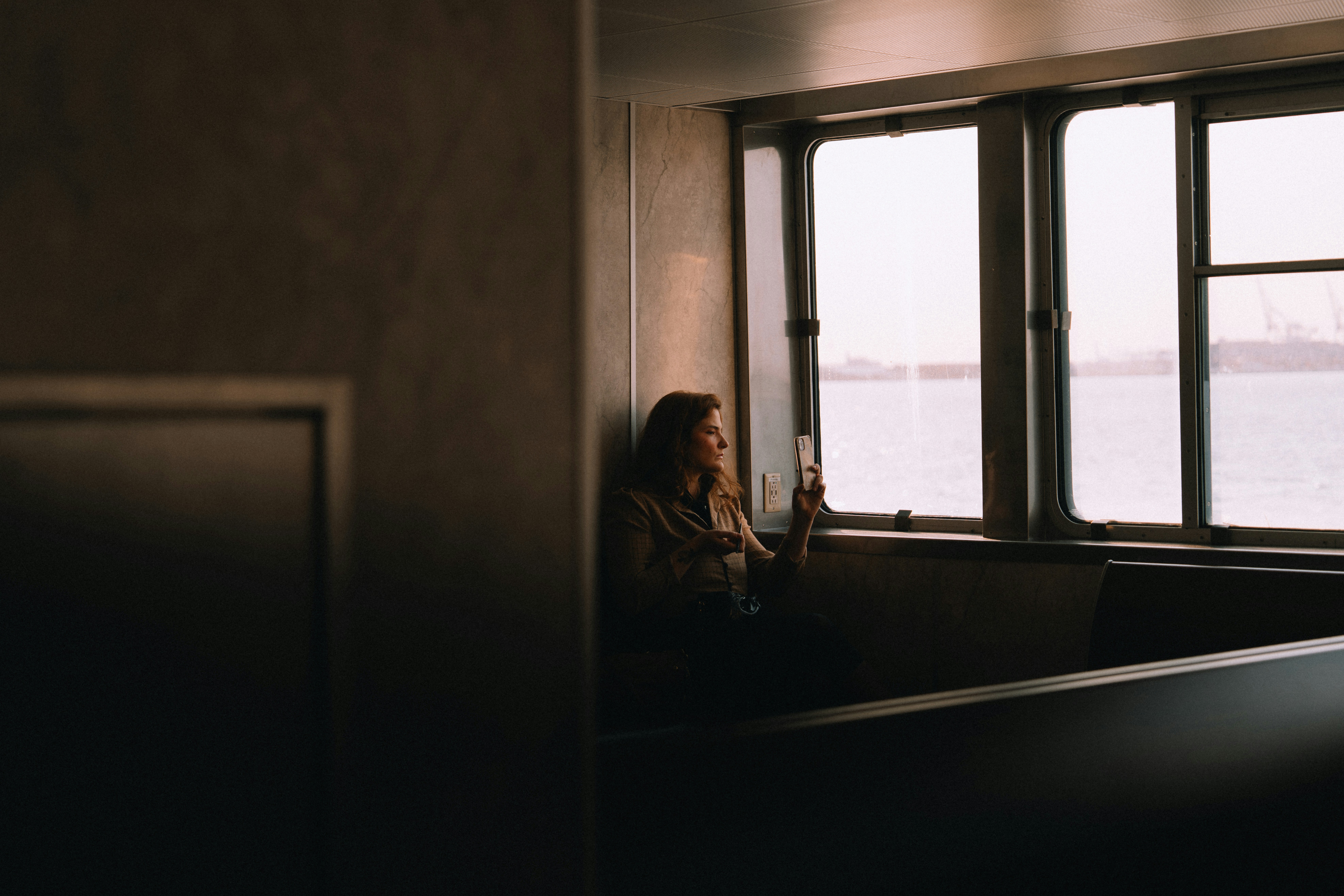 Solitary moments by the harbor window