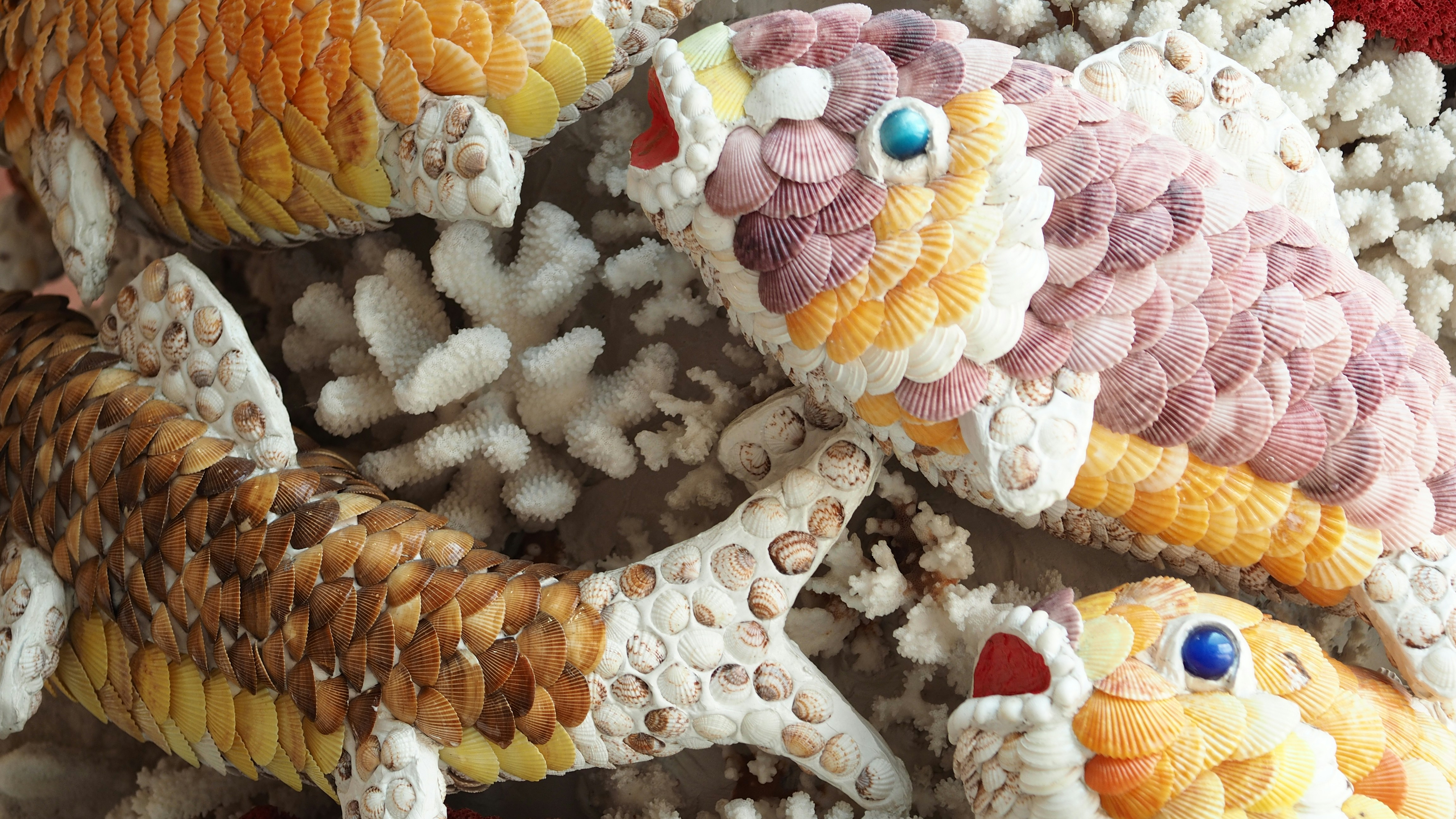 Colorful Coil: Close-up of a Coral-Like Snake Mosaic