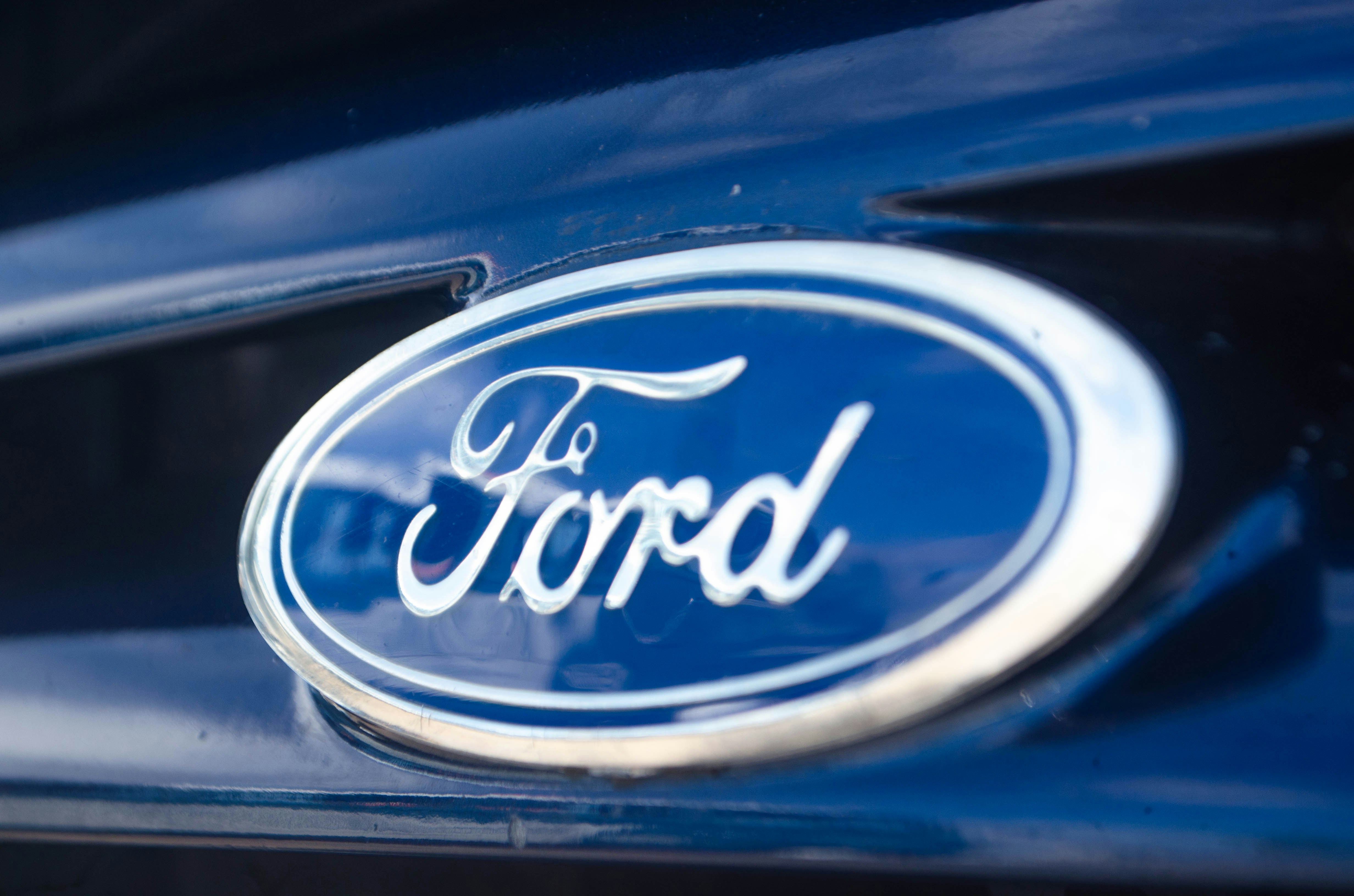 Blue Ford Emblem in Soft Focus
