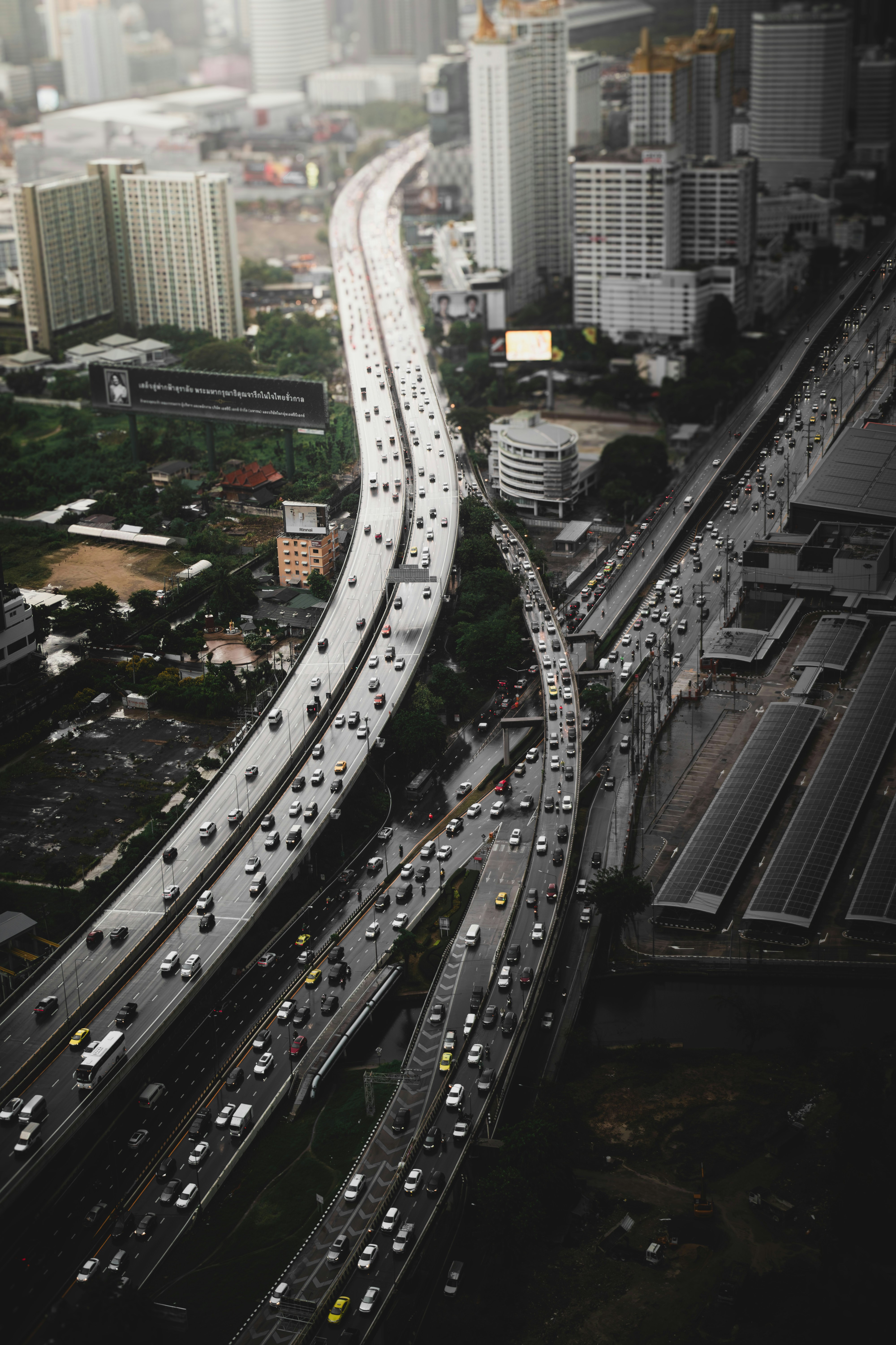 Elevated Urban Thru: Interwoven Lanes Slicing Through a Concrete Skyline