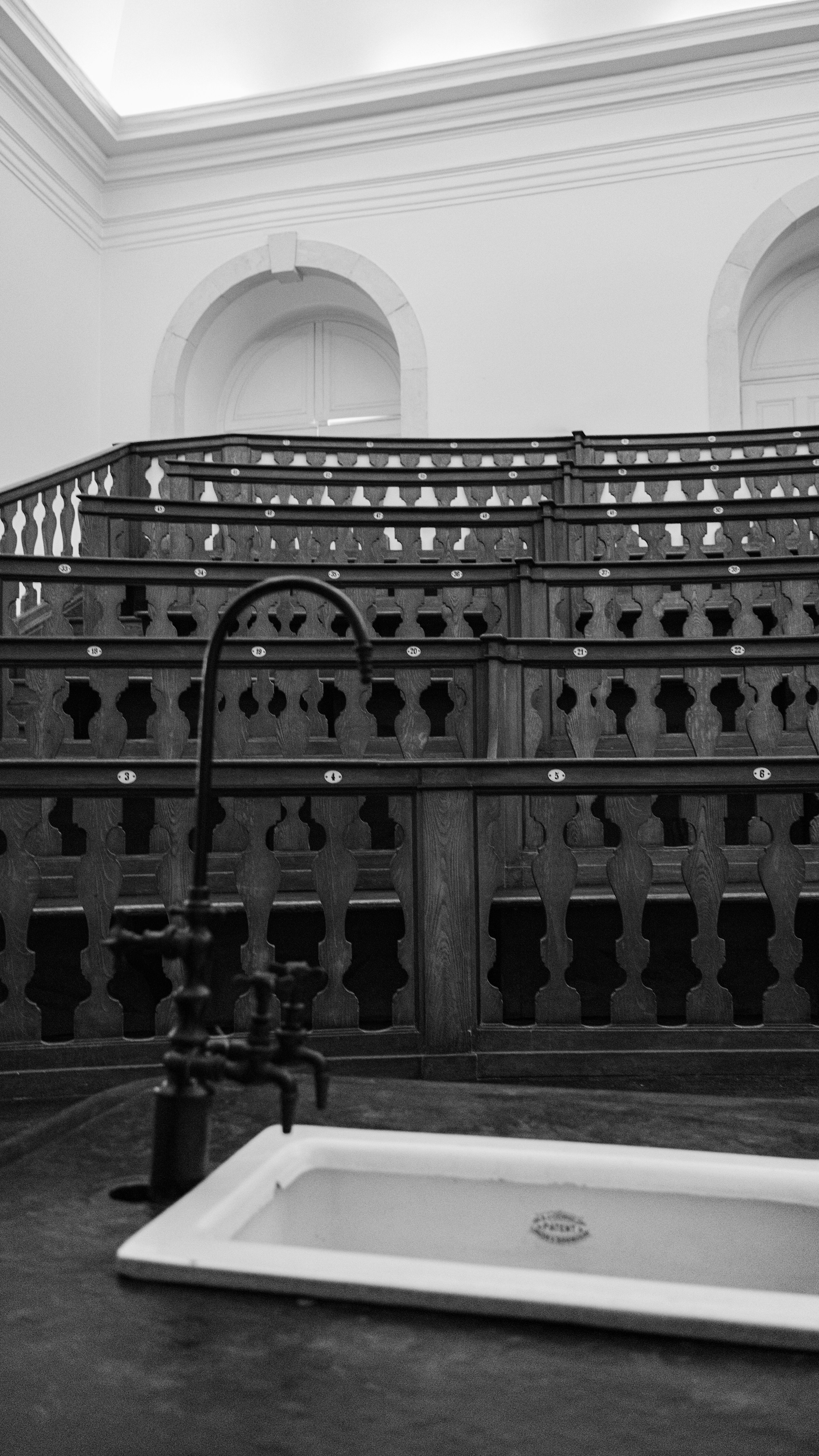 Ironwork Echoes: A Monochrome Staircase and Faucet