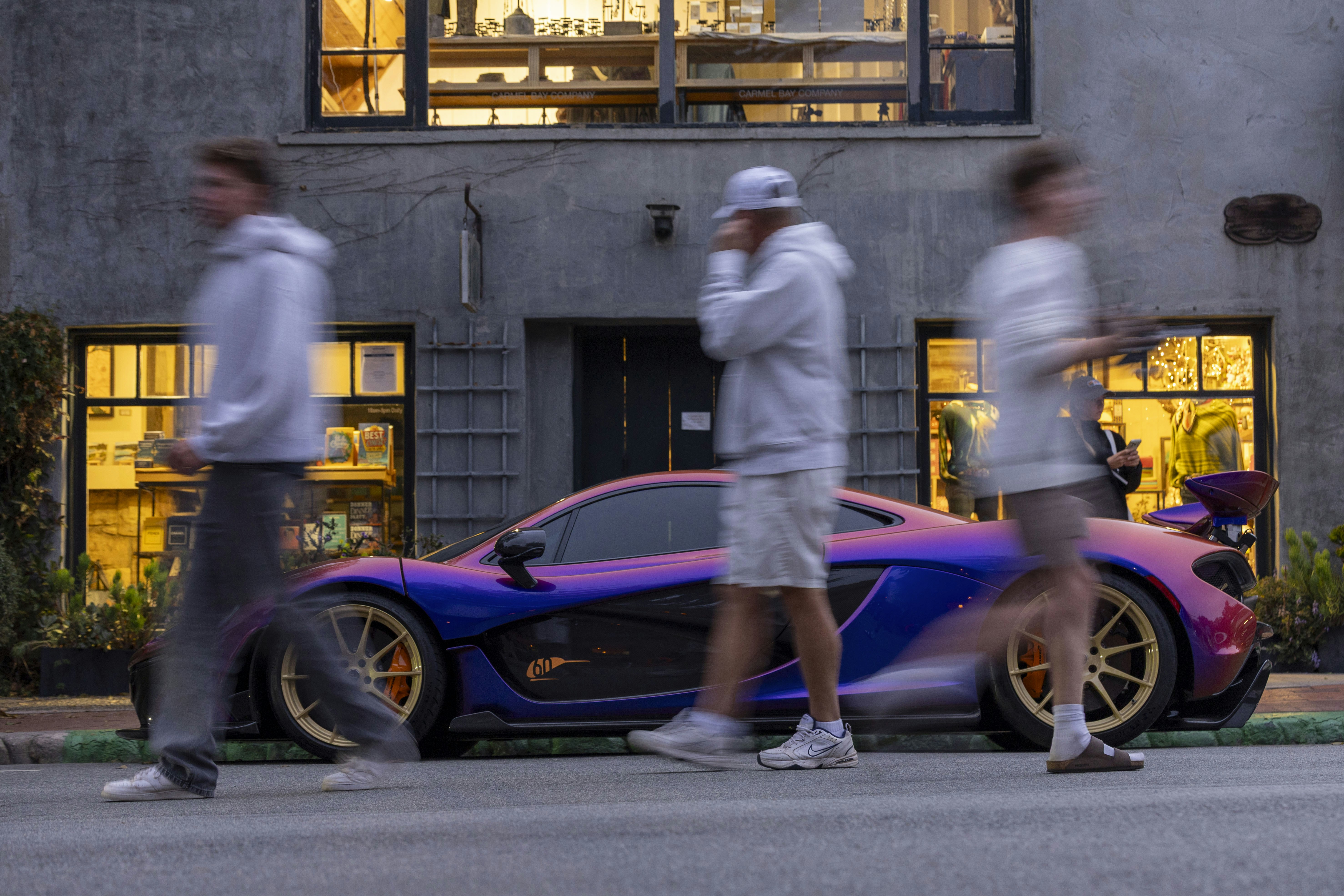 Lavender Velocity: A Glistening Hypercar and Moving Shadows