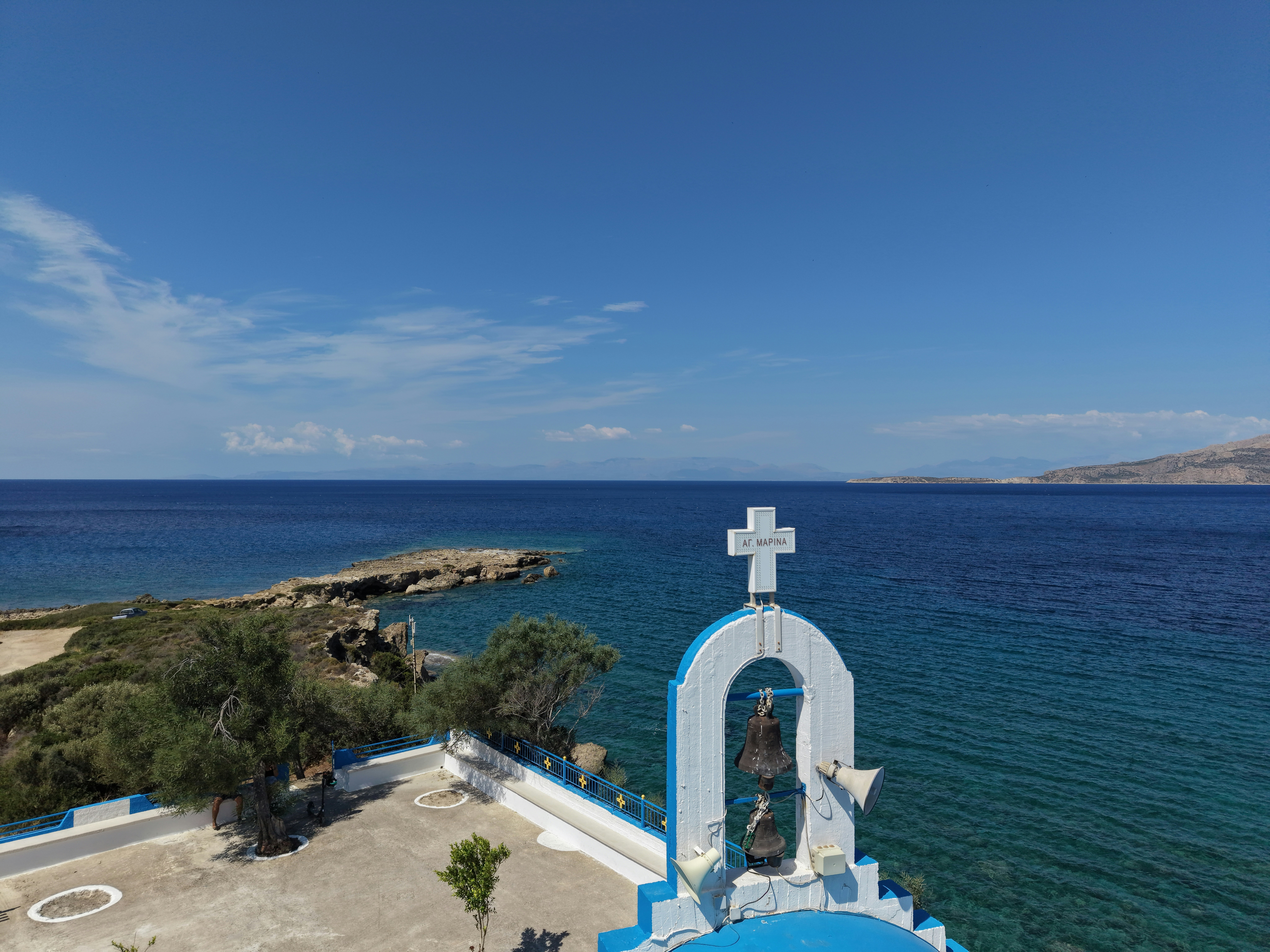 Blue Sanctuary Bell Tower Overlooking Aegean Calm