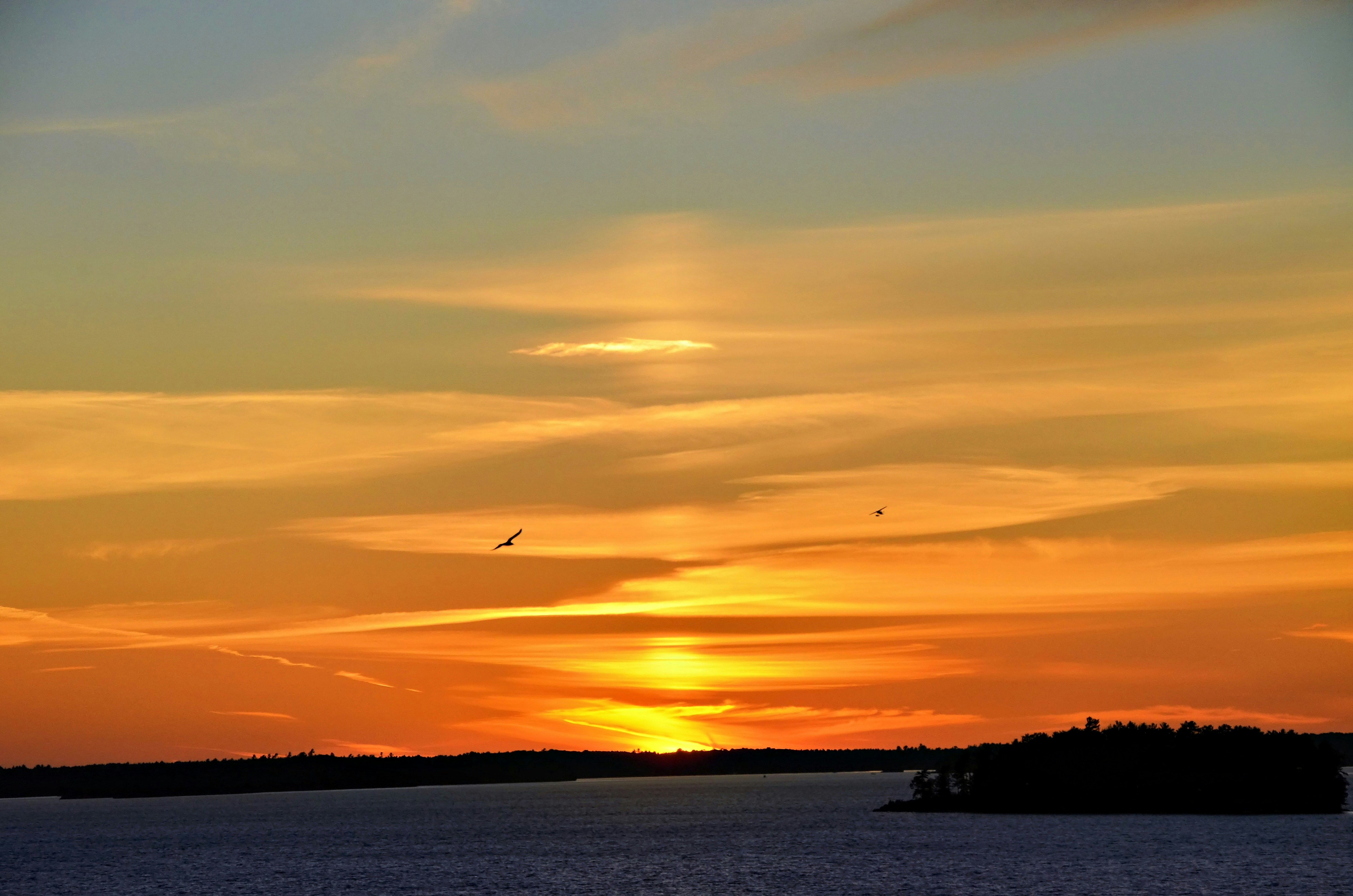 Sunset Silhouette Over Quiet Waters