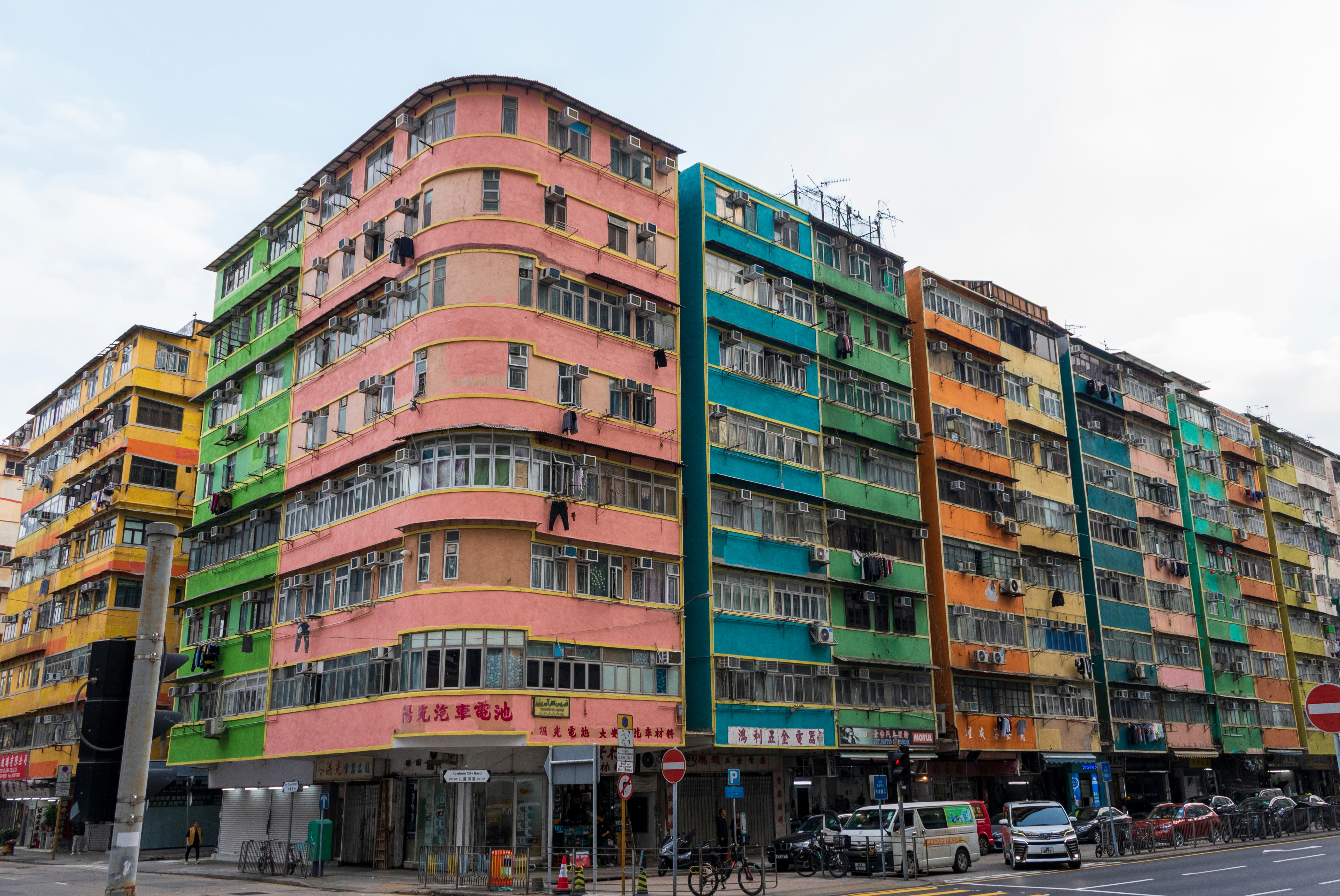 Rainbow Facades: A Row of Multicolored Urban Living