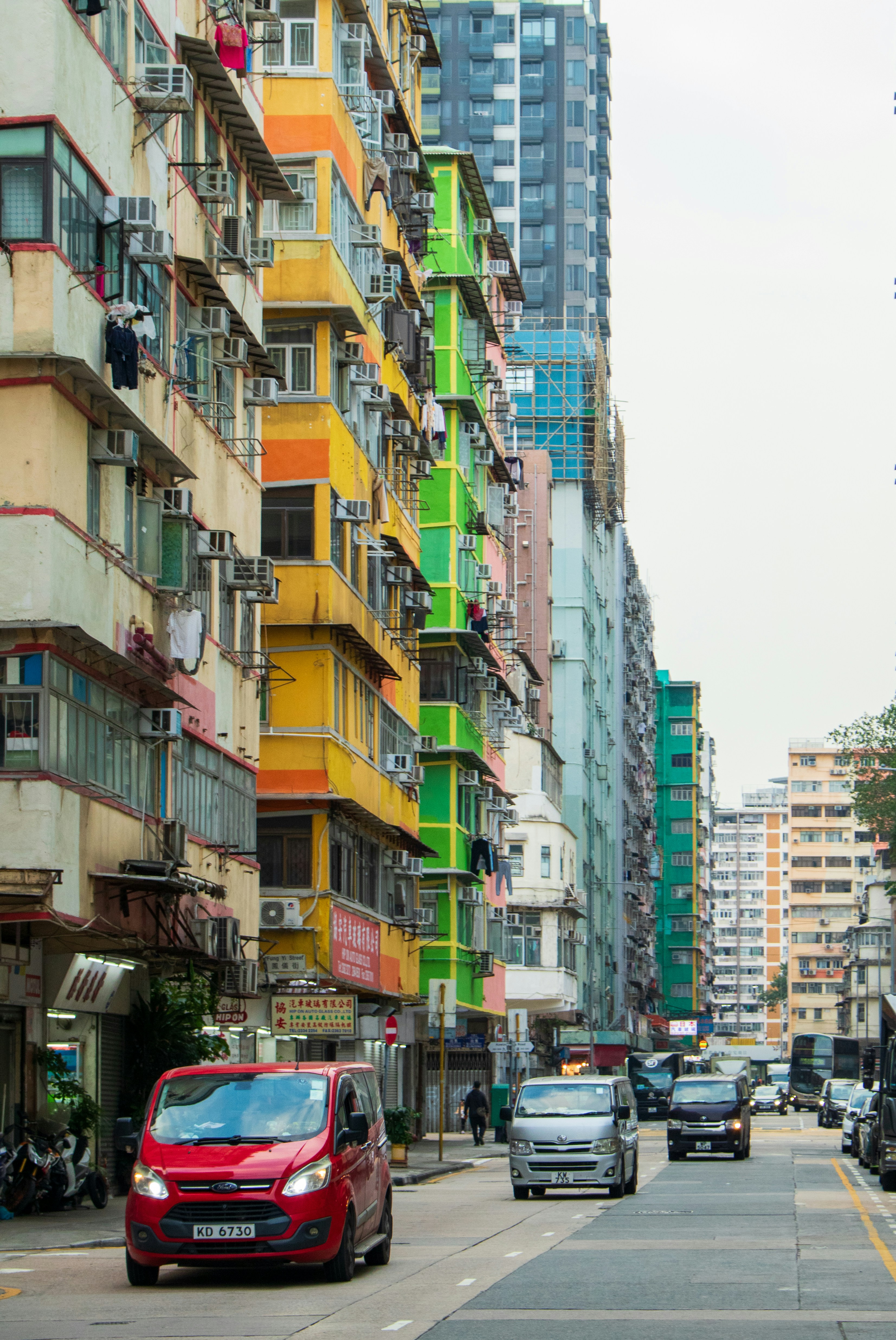 Chromatic Skyline: A Street of Painted Windows