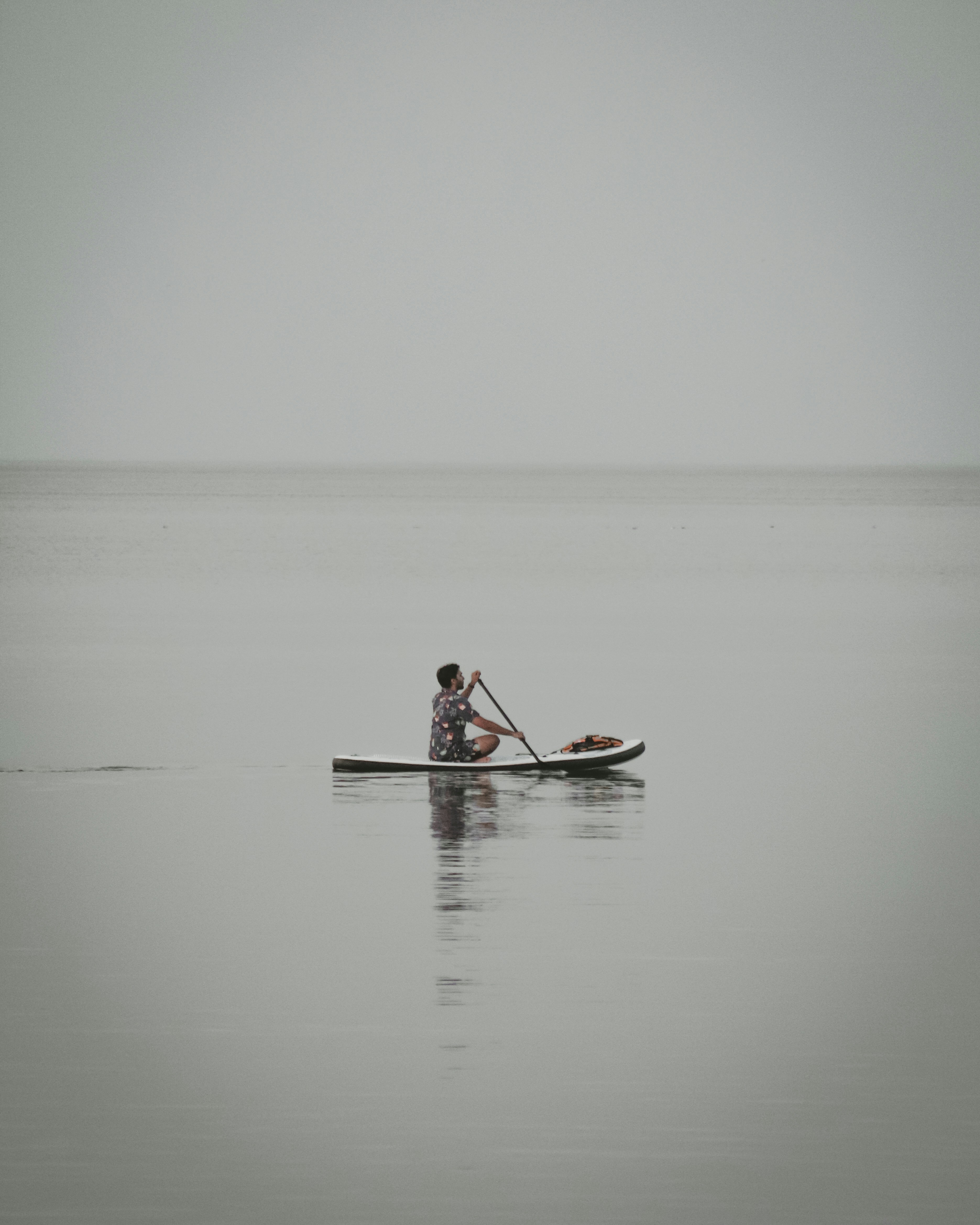 Solitary Row: A Quiet Pilot on a Misty Horizon