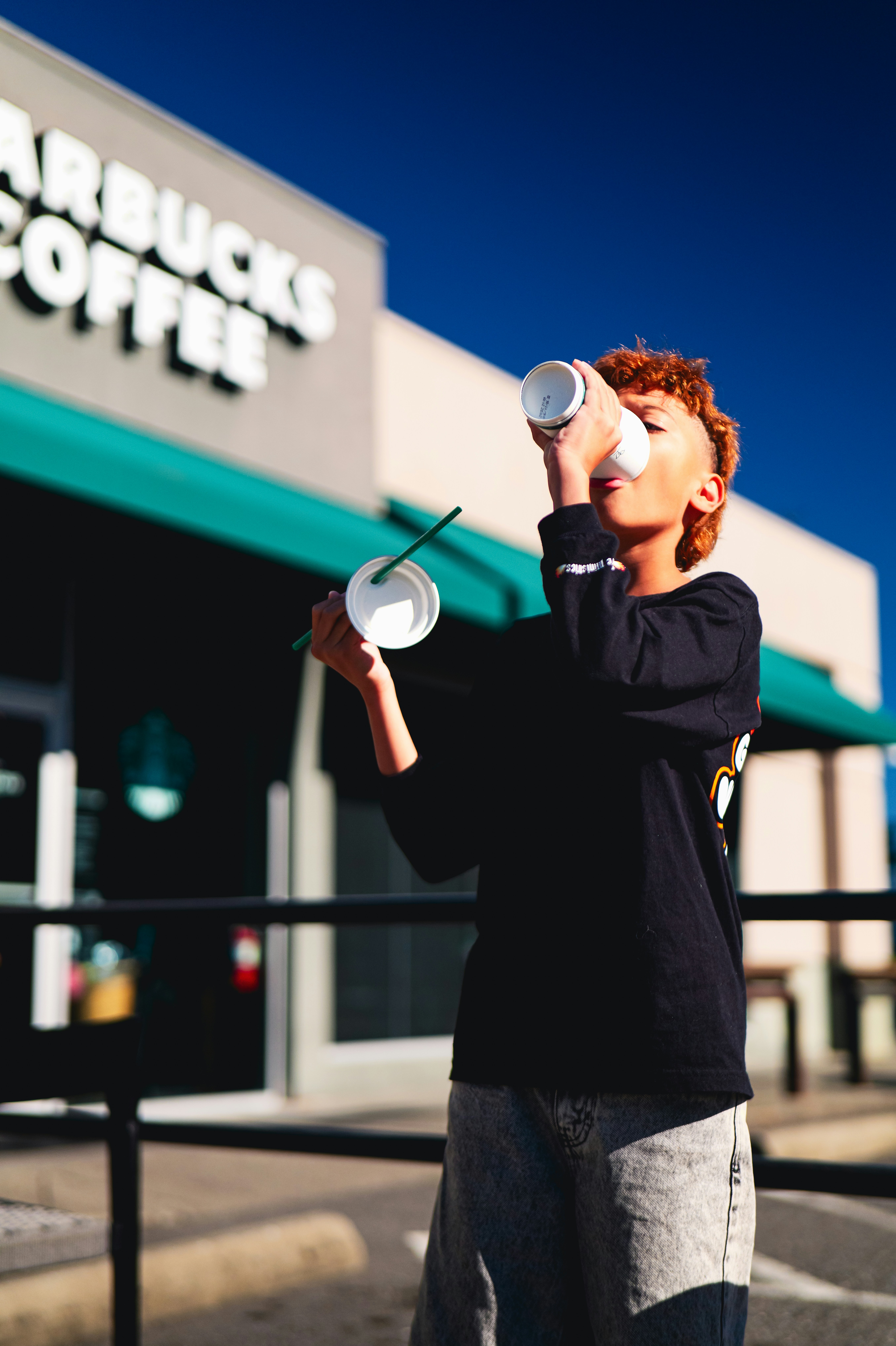Caffeinated Clarity: A Burst of Coffee and Focus Outside Starbucks